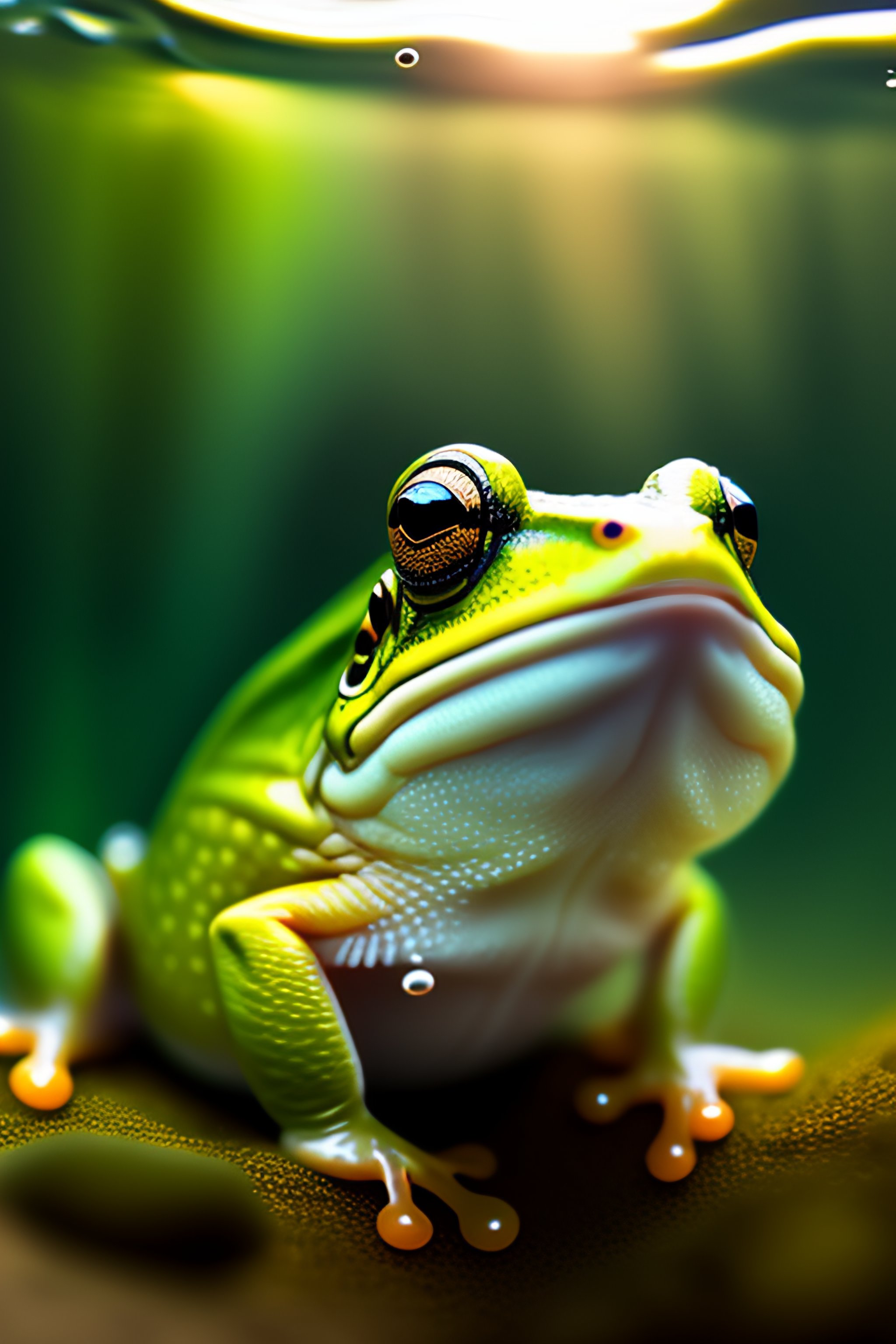 Lexica - Frog underwater eating a fish