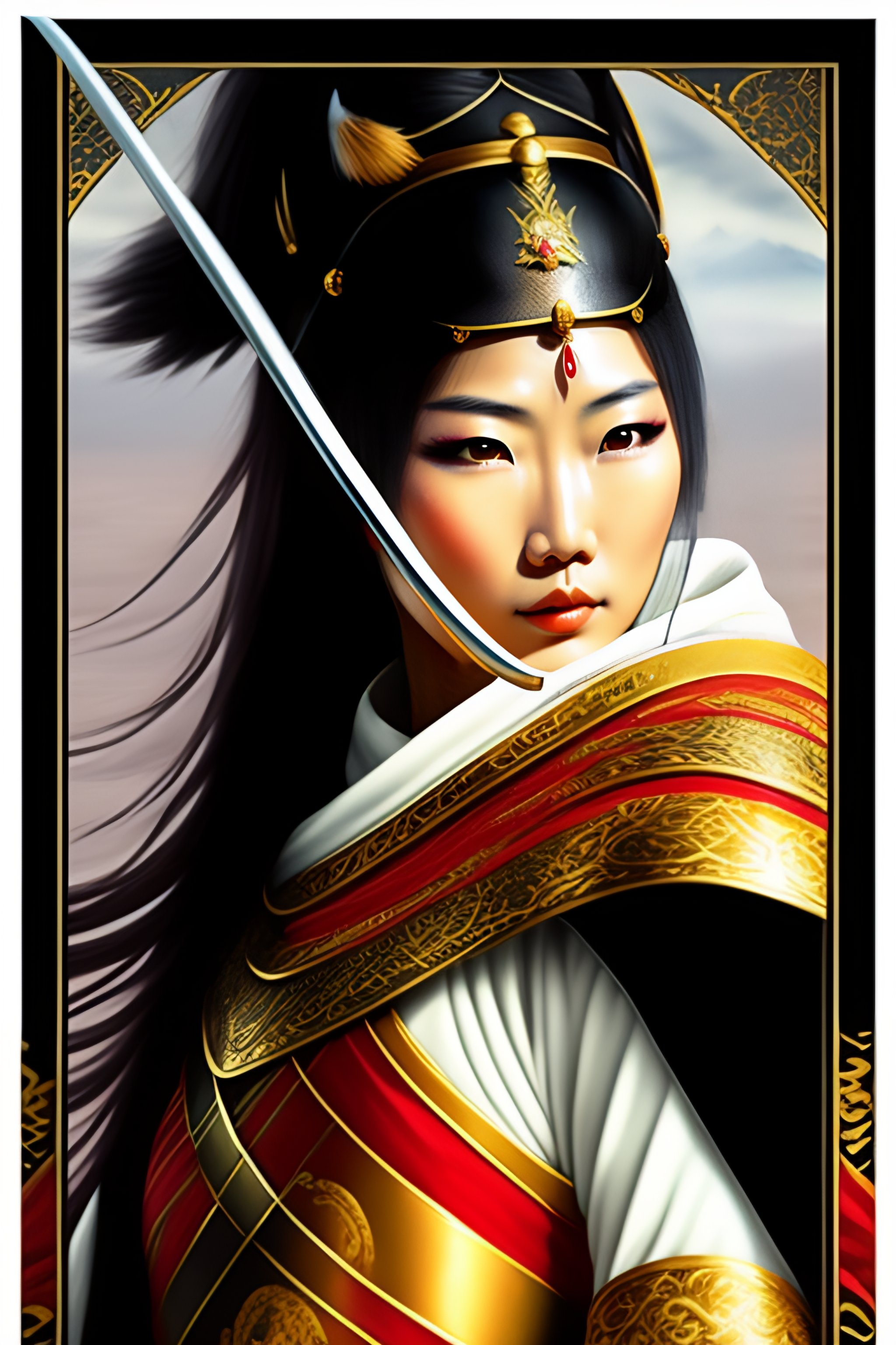 Lexica - Japanese warrior princess with naginata cartoon manga