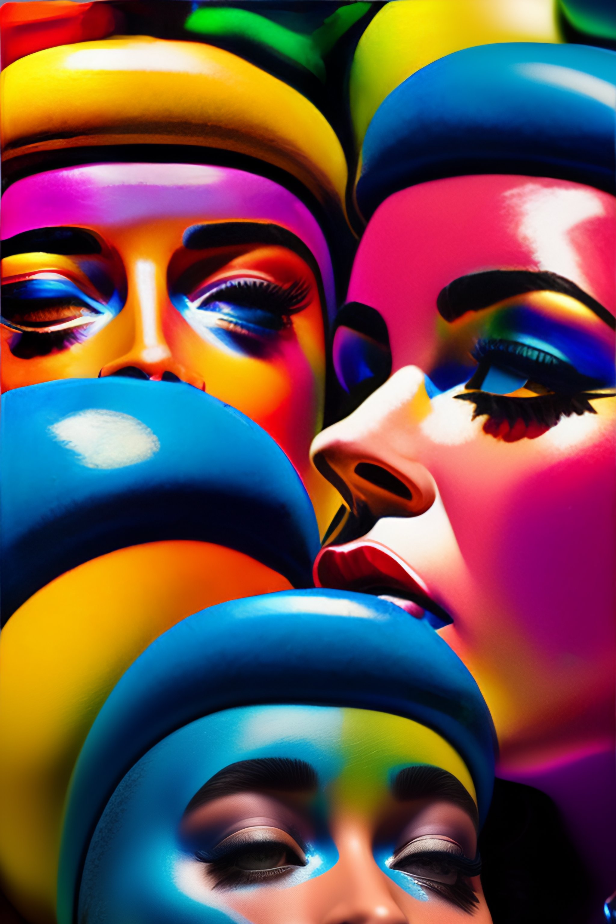 Lexica - Sad faces in a wallmart on happy new year, pastel style