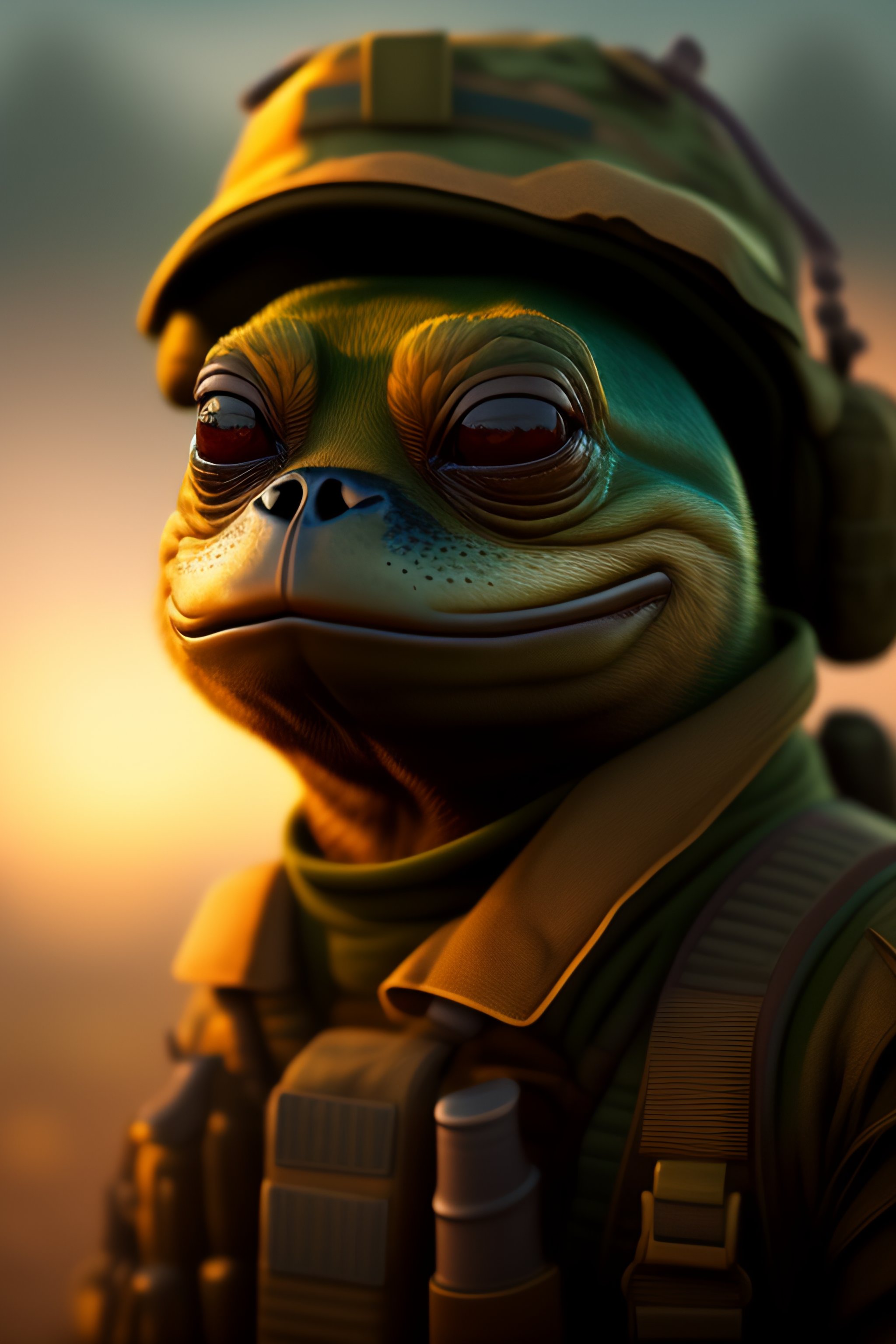 Lexica - An exhausted pepe the frog at the frontlines in the army at ...