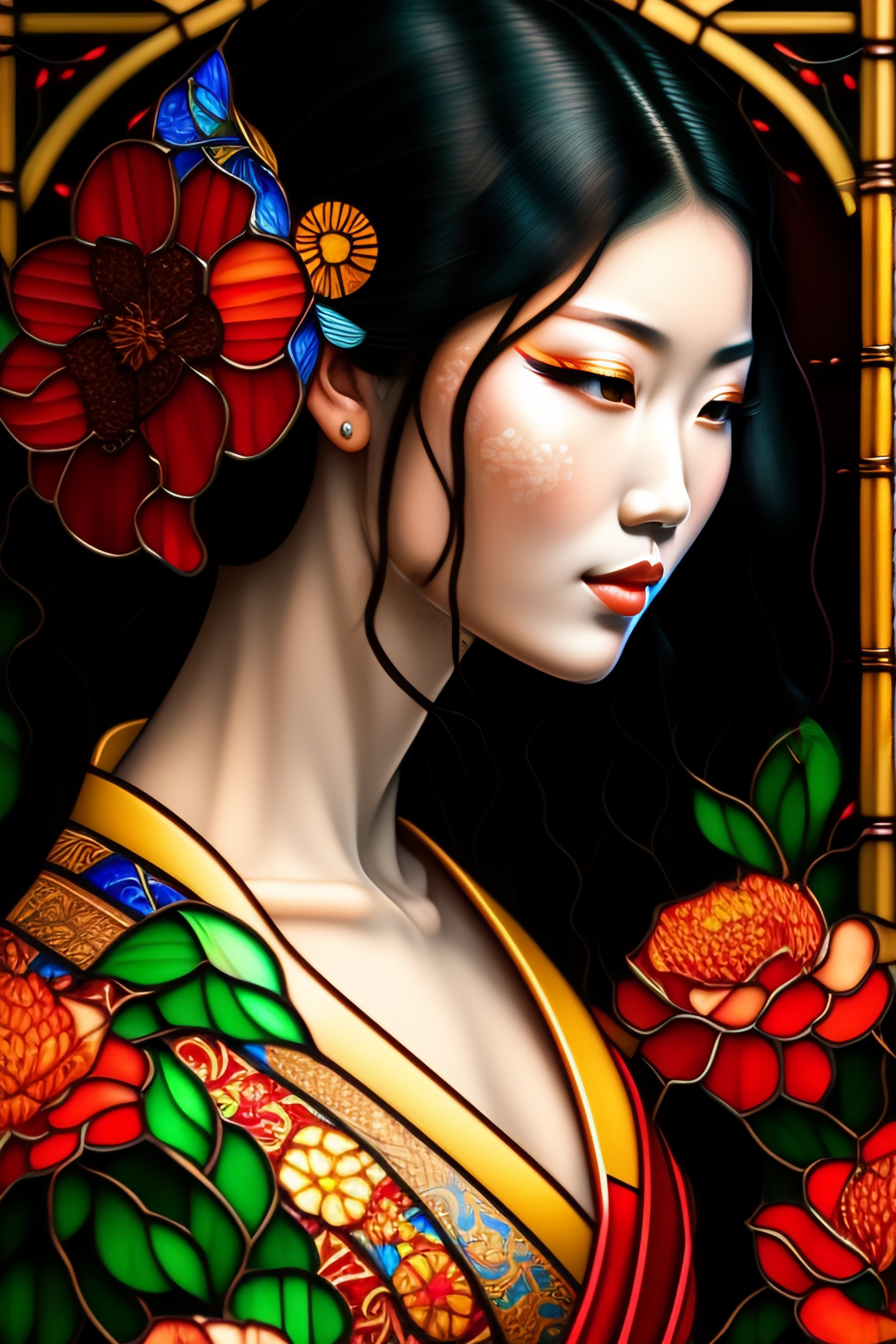 Lexica - An astonishingly detailed stained glass window of a beautiful ...