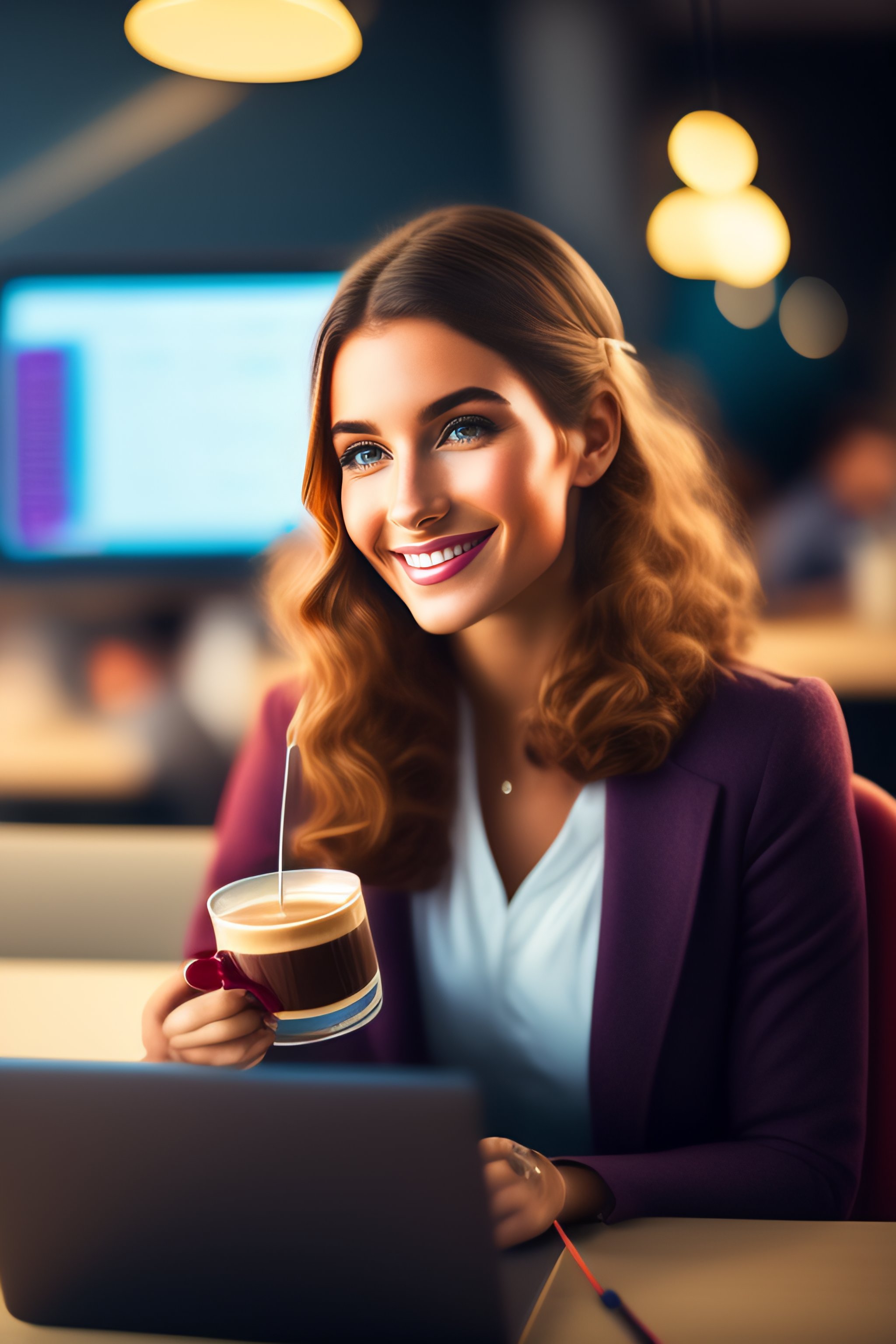 Lexica - Girl coding with a coffe