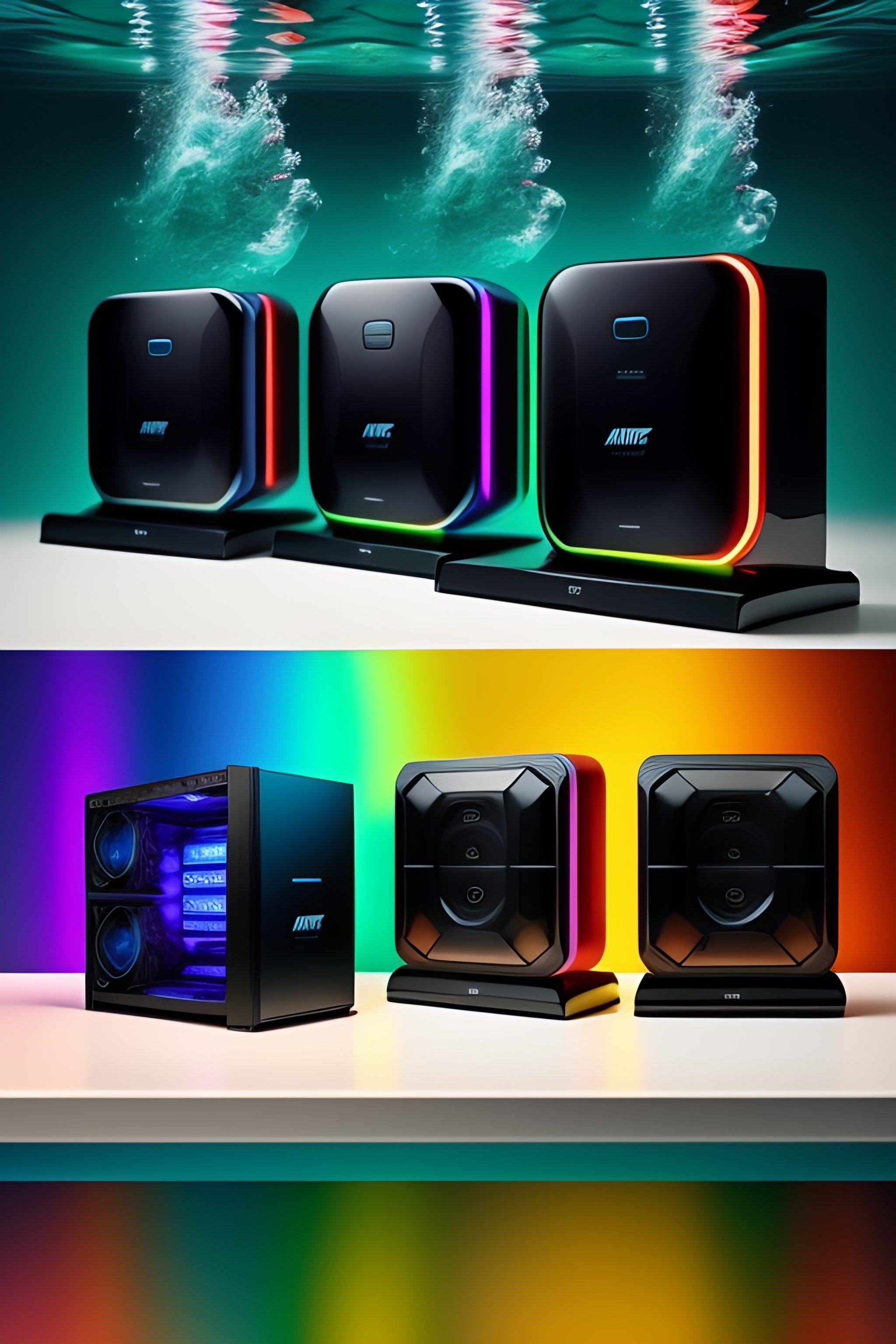 Lexica - Three gaming computers underwater