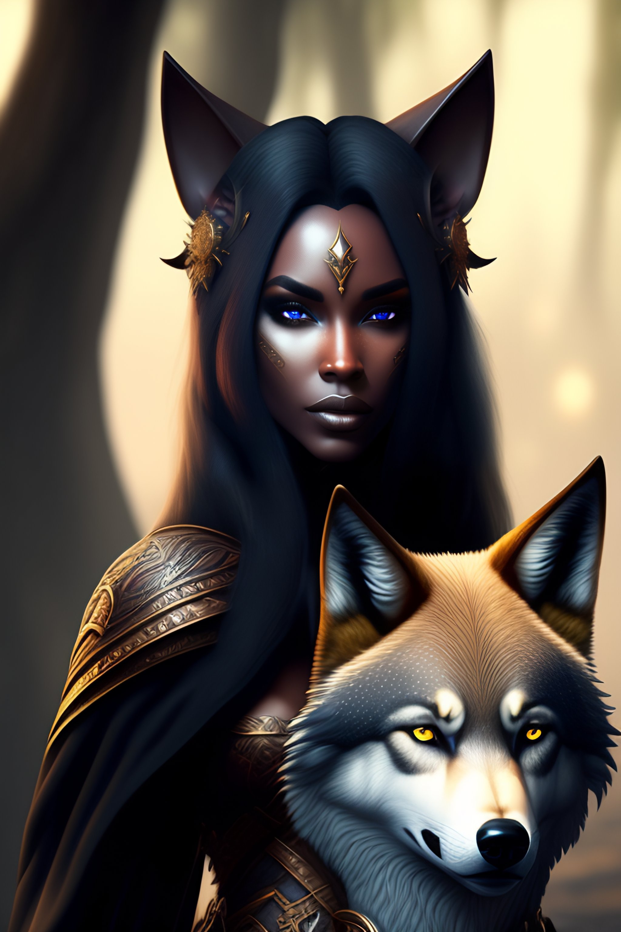 Lexica - Dark elf with female wolf