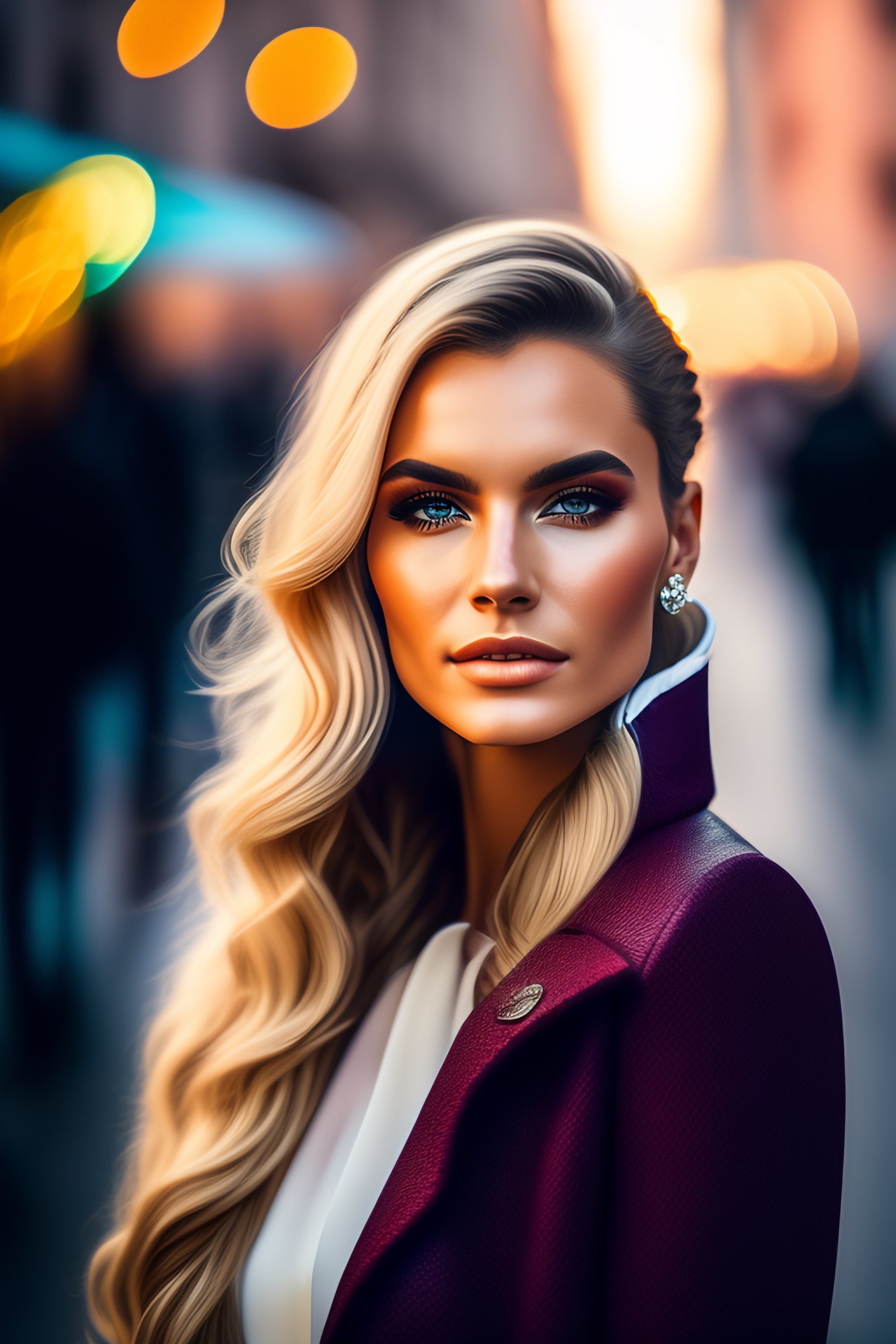 Lexica - Beautiful Fashion model in Poland city centre, sharp, high ...