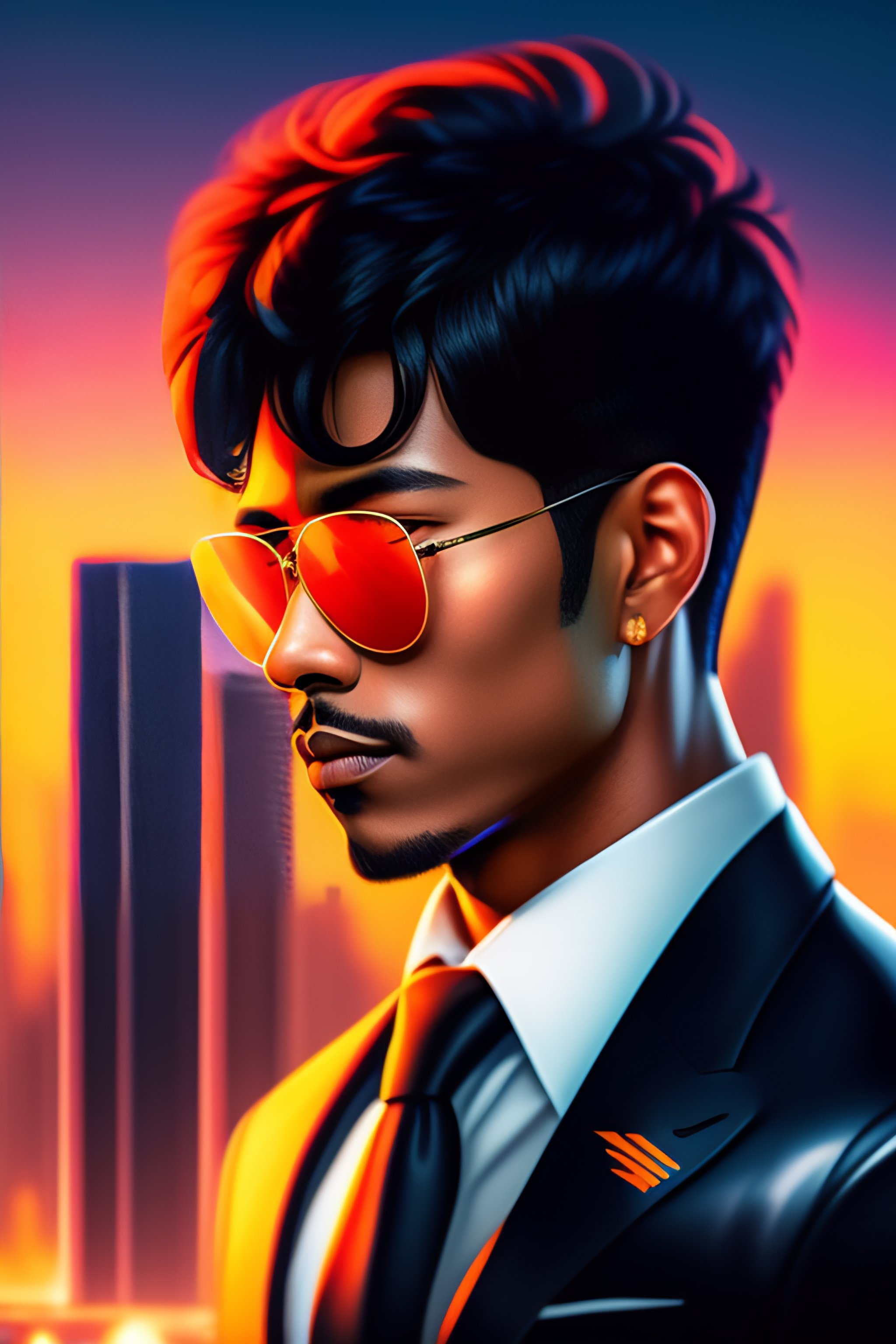Lexica - Portrait anime black hair guy short hair sharp fine face ...
