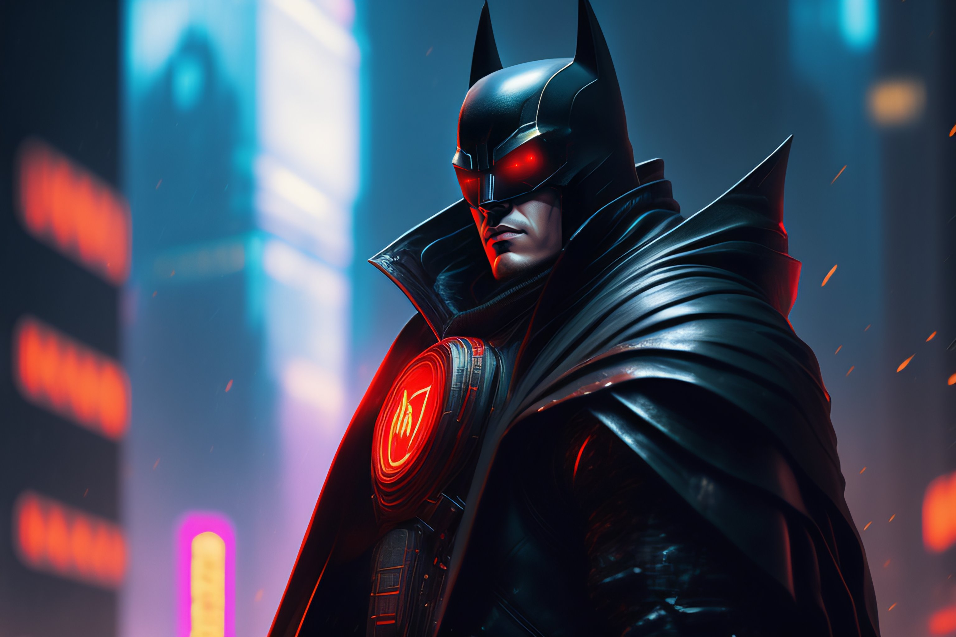 Lexica - Cyberpunk batman, red symbol, futuristic, brush strokes ...