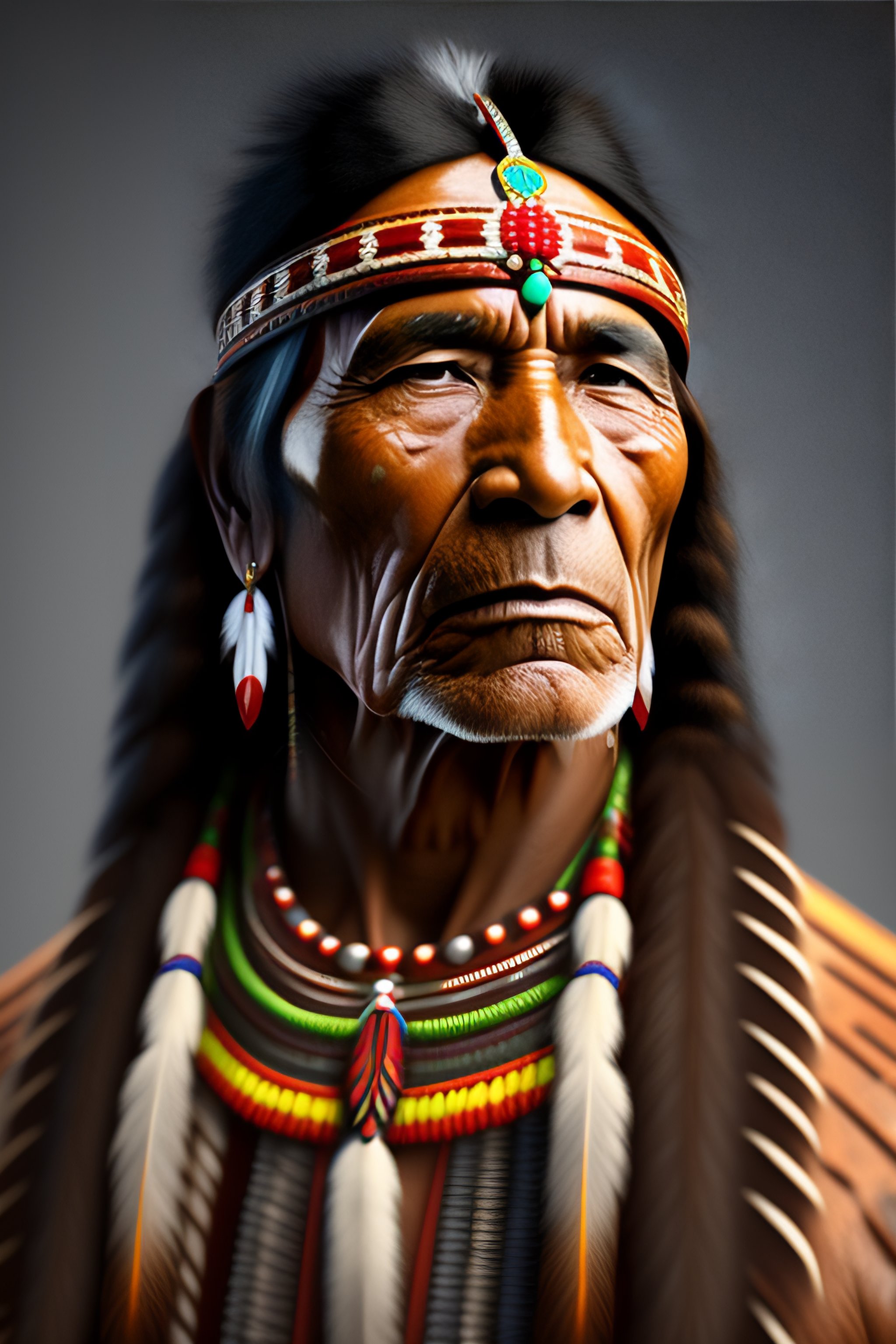 Lexica - Native american chieftain man portrait in 3d digital art ...
