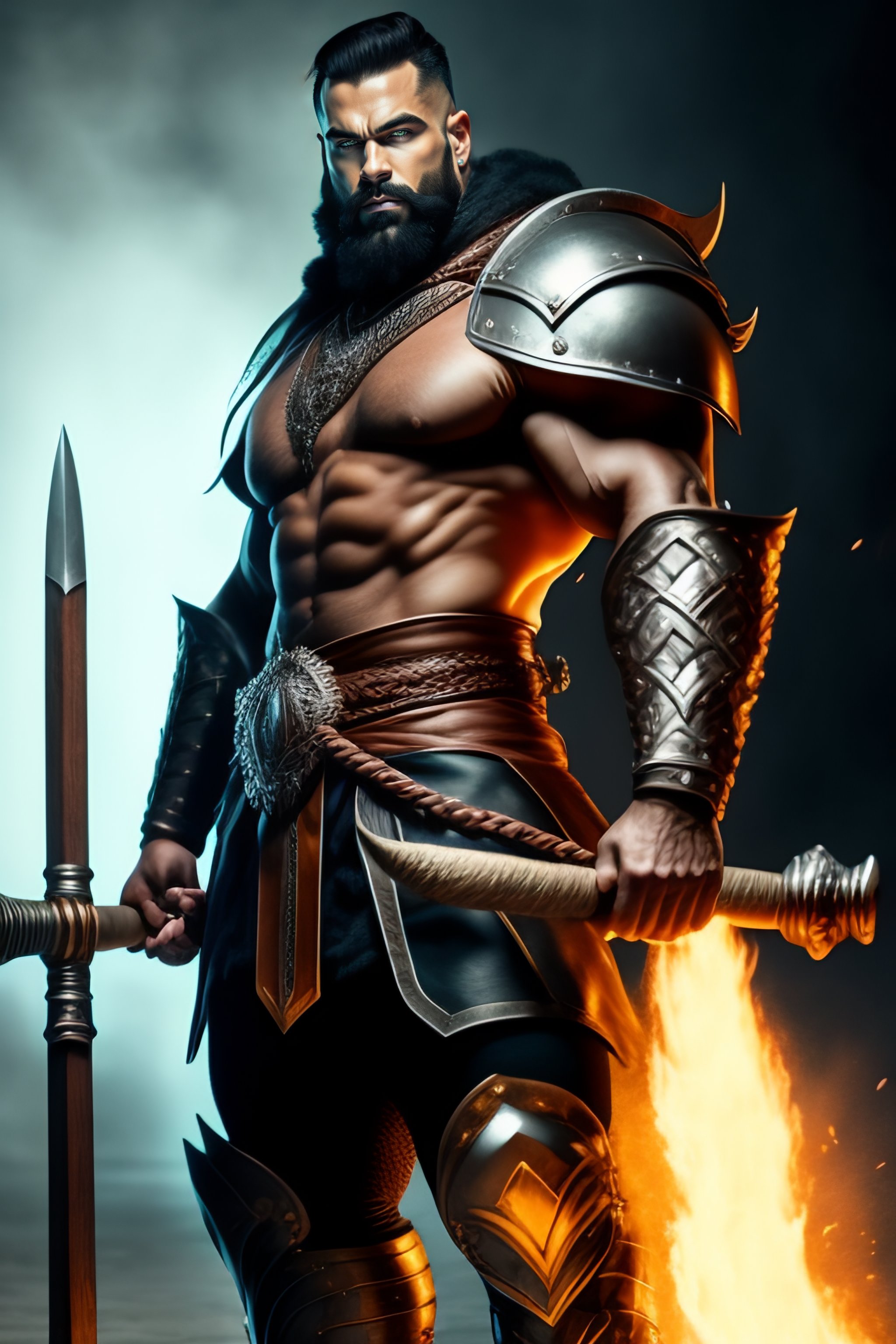 Lexica - Full body portrait, front facing, man, savage, muscular body ...