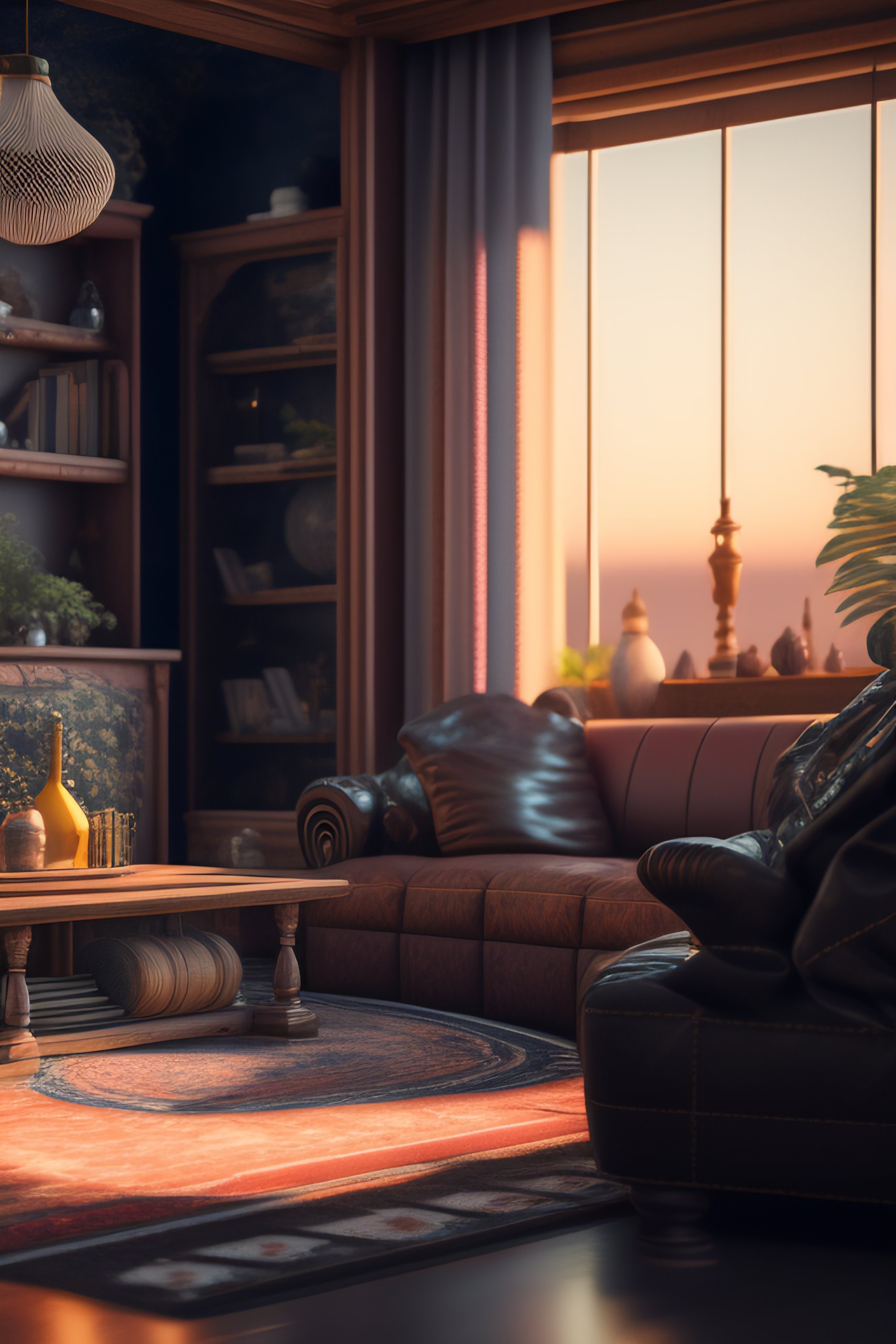 Lexica - Highly detailed interior shot of a messy vintage living room ...
