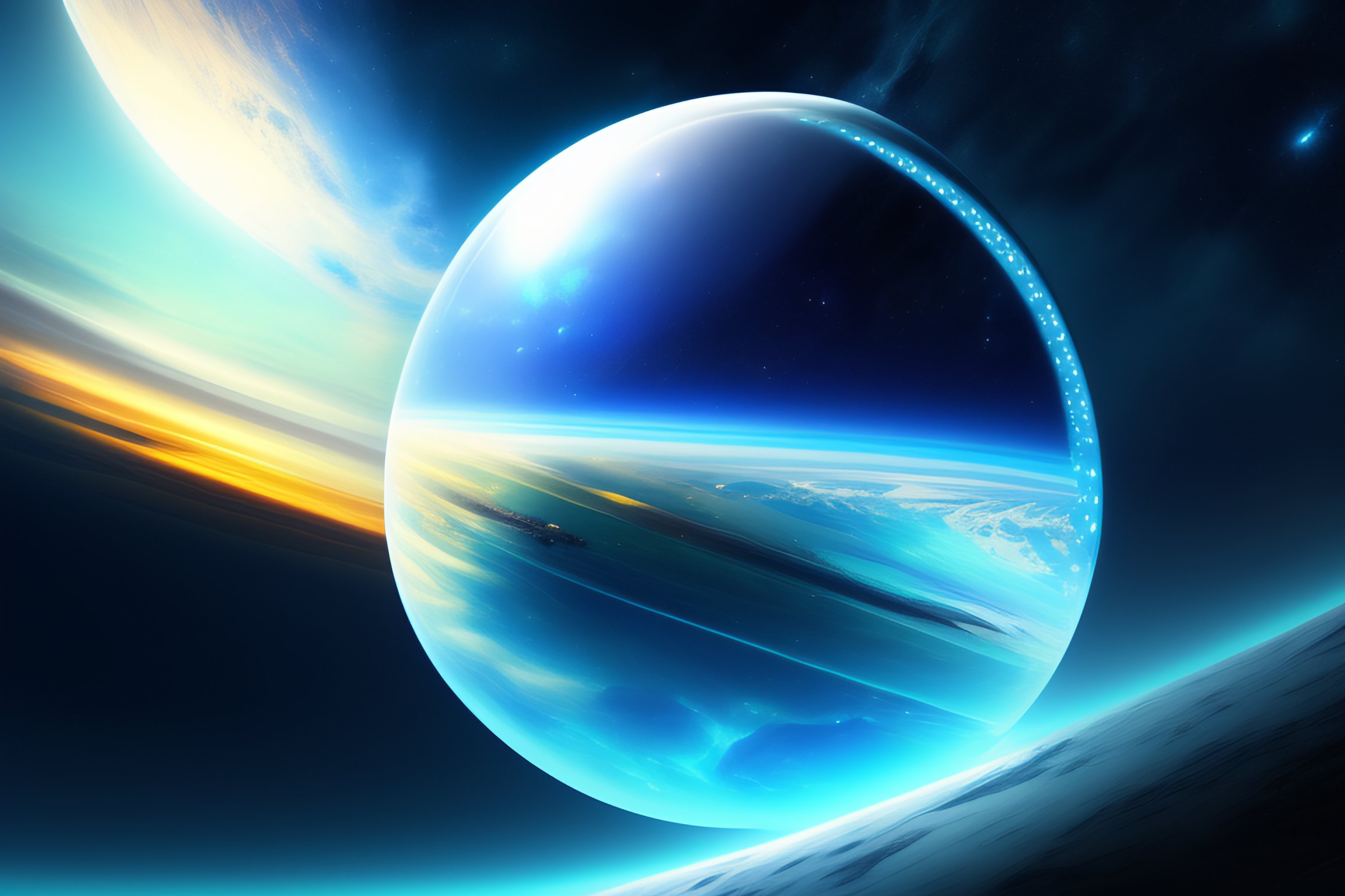 Lexica - Scifi digital art wallpaper deviantart blue translucent orb in ...