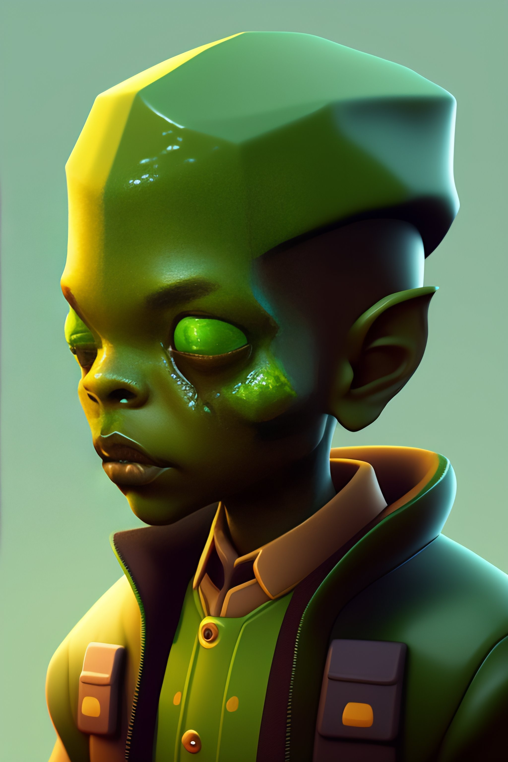 Lexica - Isometric render of a fresh greenish brown zombie, solid ...