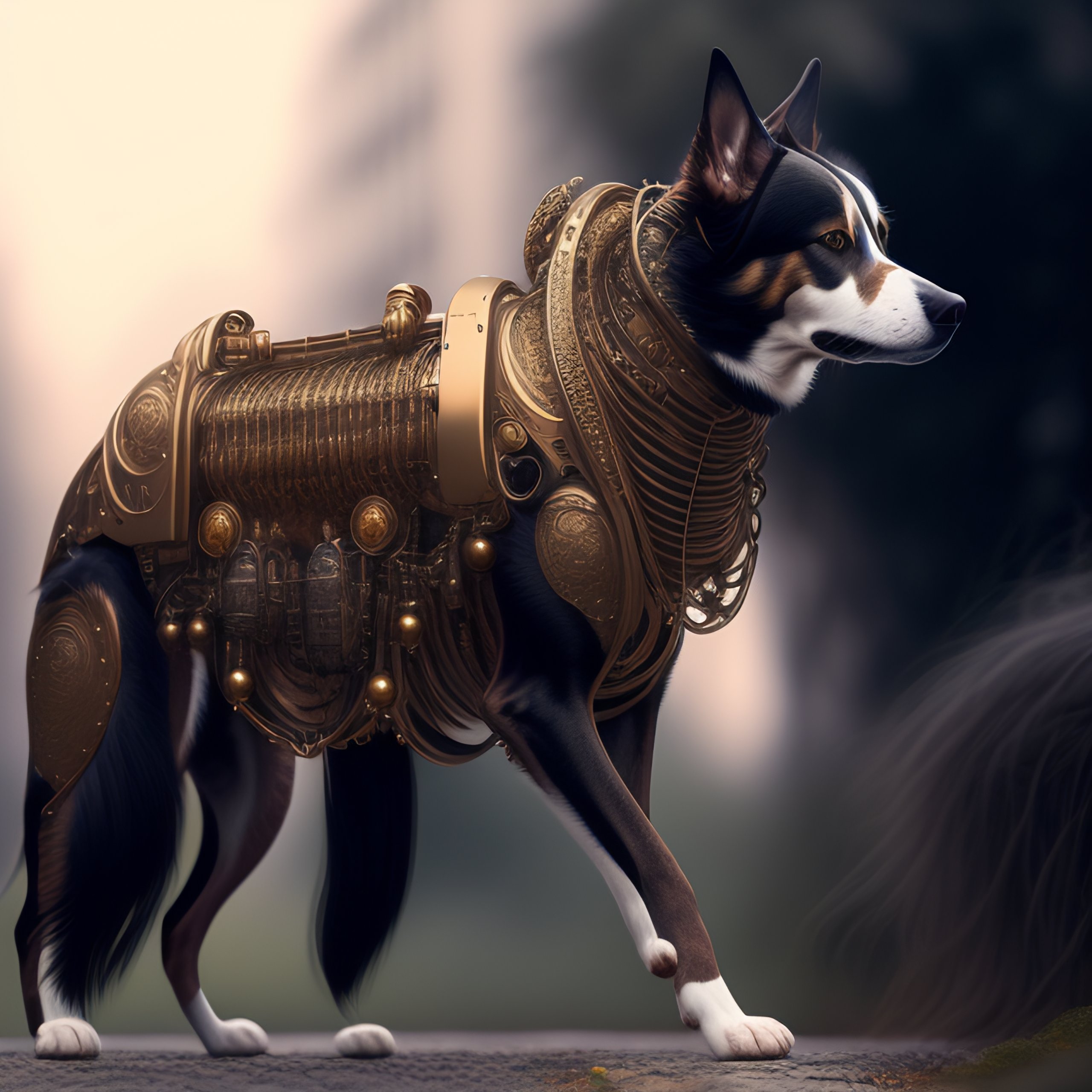 Lexica - A highly detailed long shot photo of mechanical dog character ...