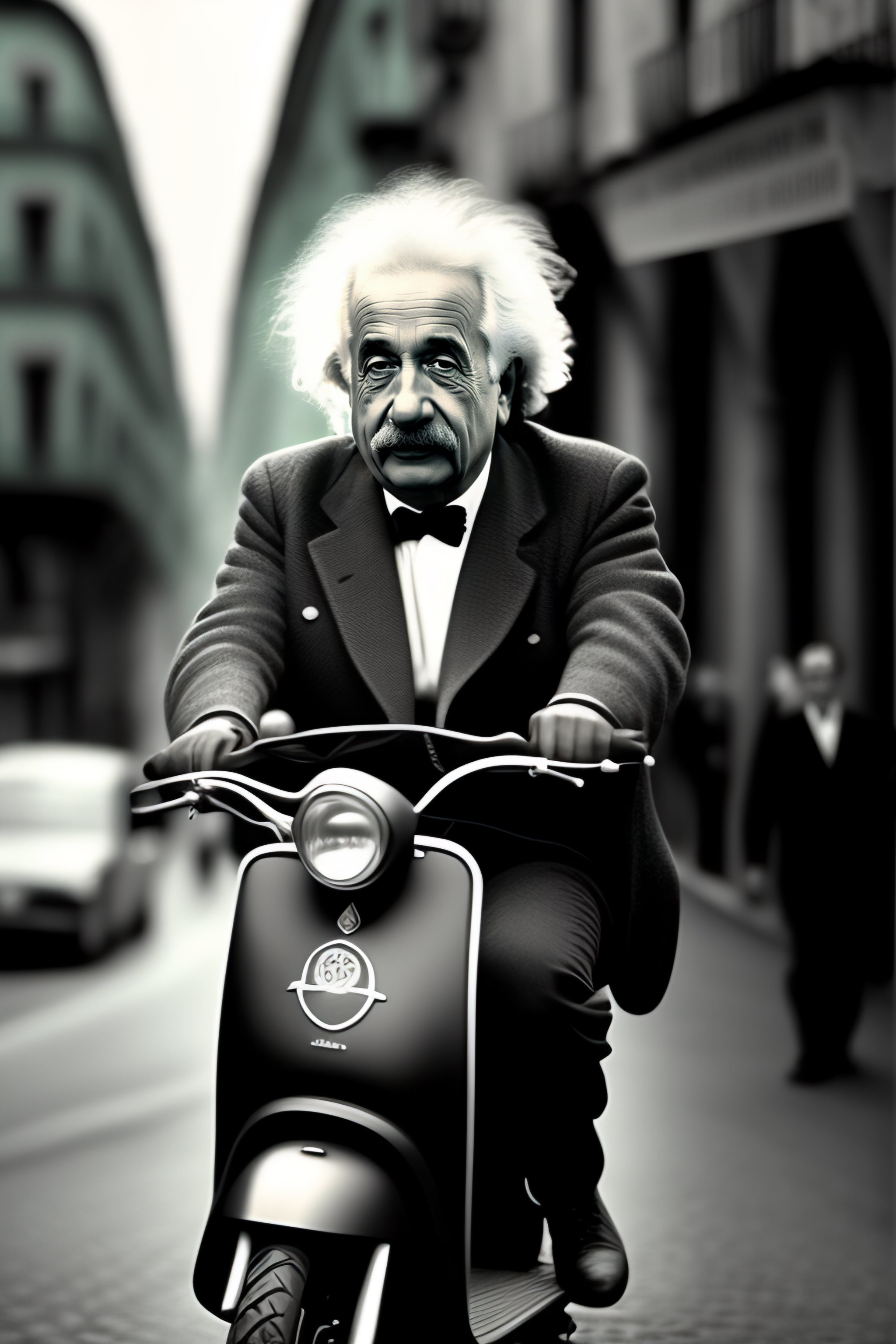 Lexica - Einstein riding a scooter in lisbon