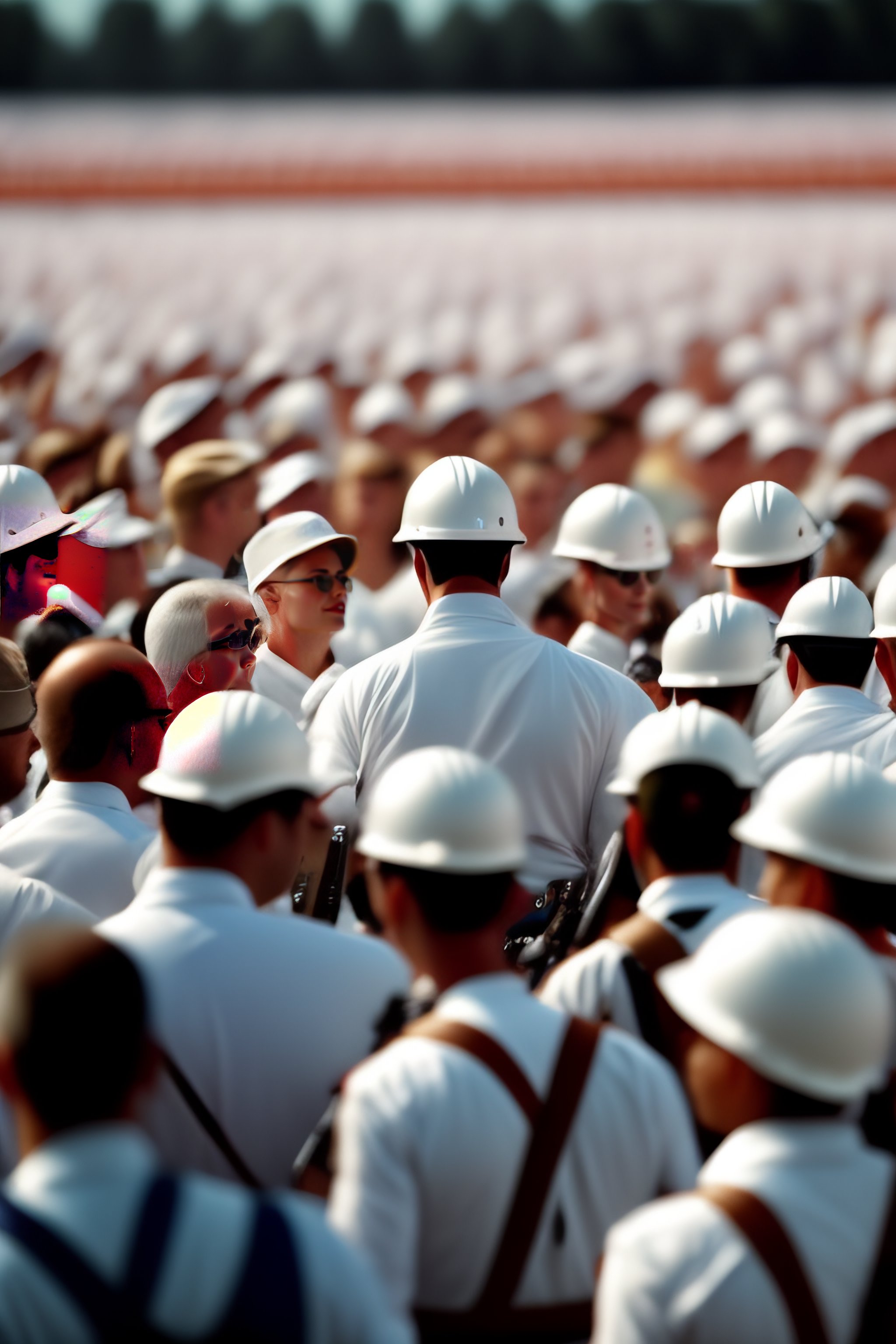 Lexica - A huge crowd of white people wearing white maintenance uniform ...