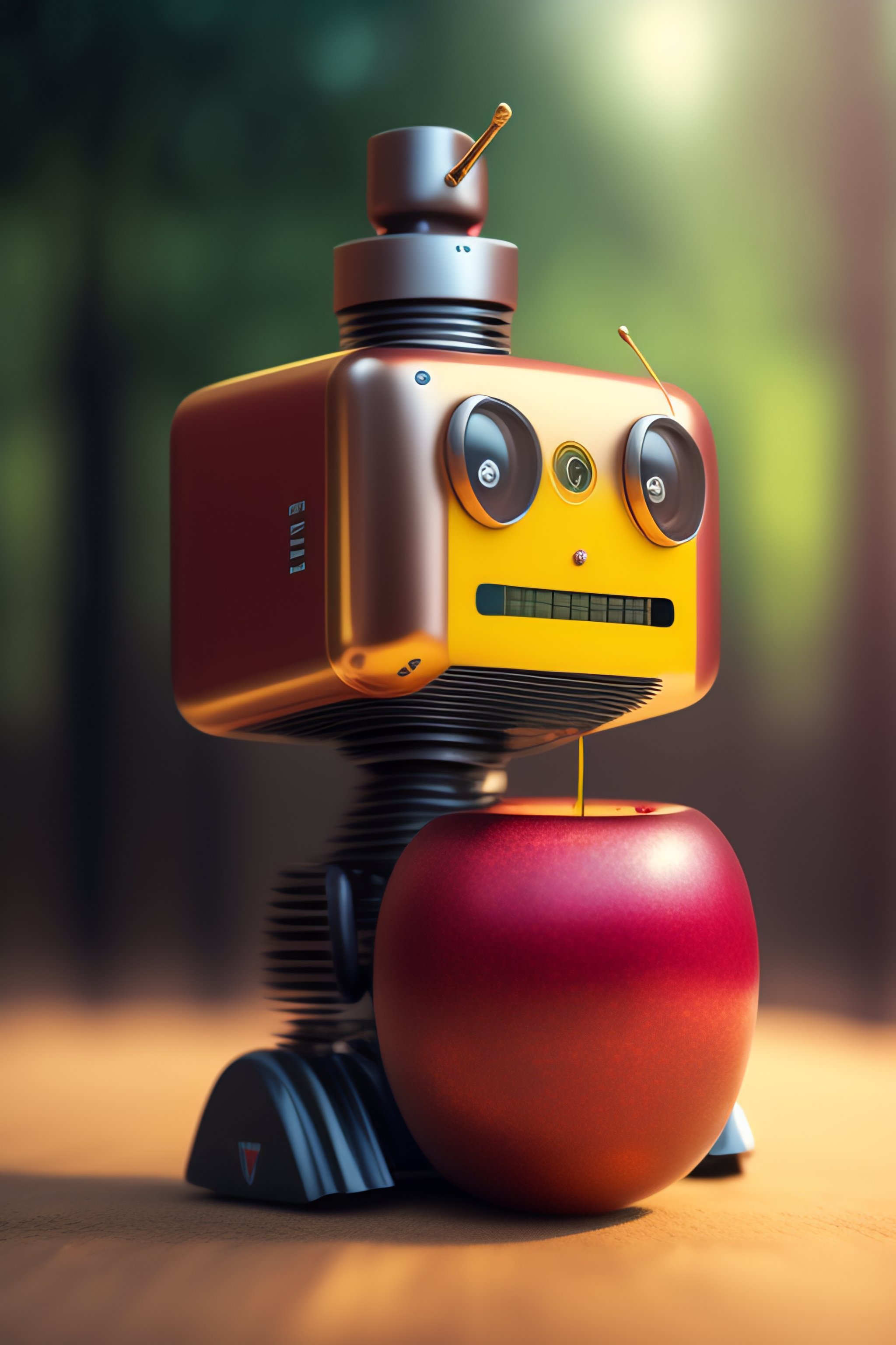 Lexica - A robot eating an apple
