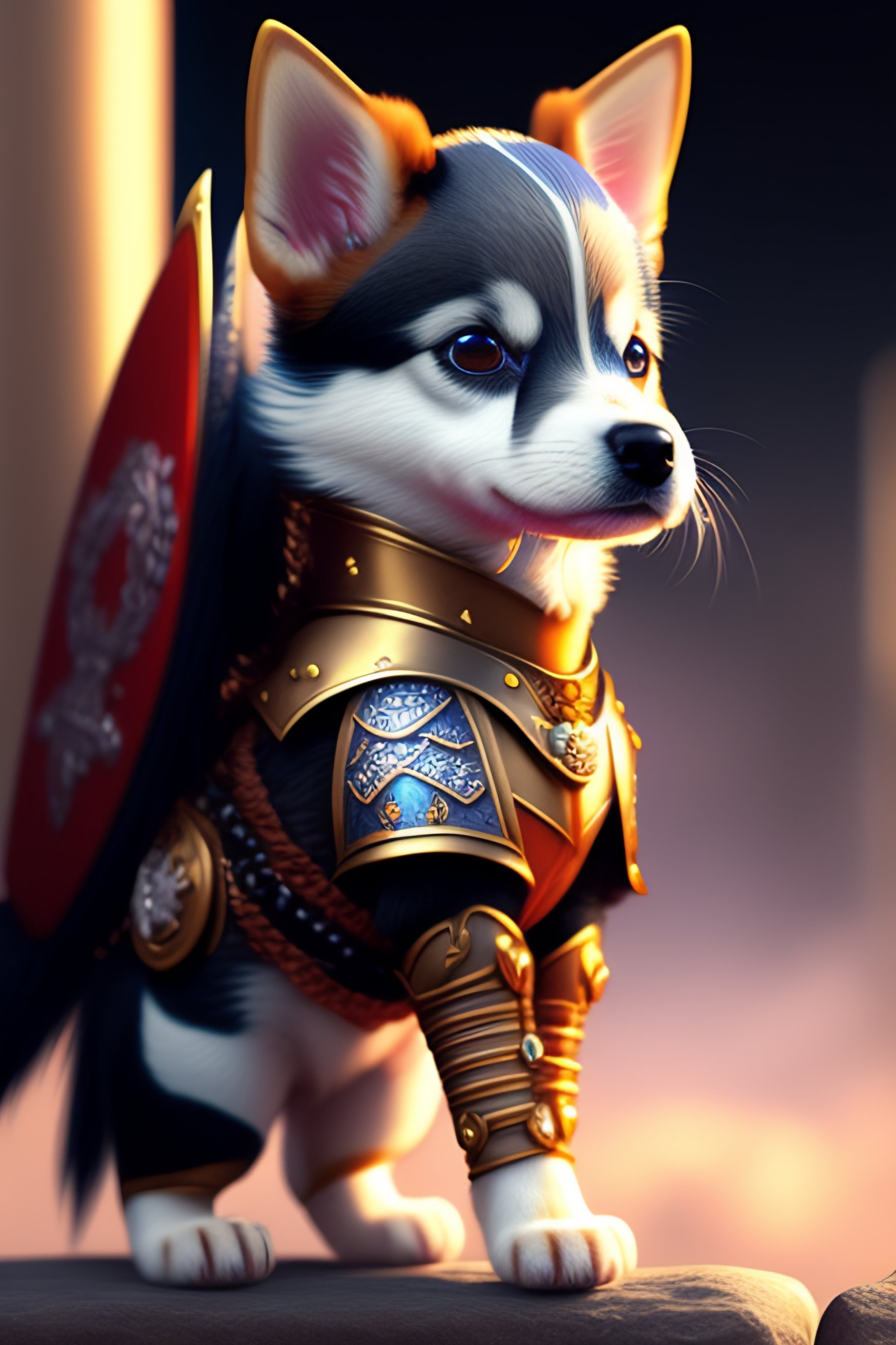 Lexica - Pocket cute warrior dog with armor, cyberpunk, kwaii, anime ...