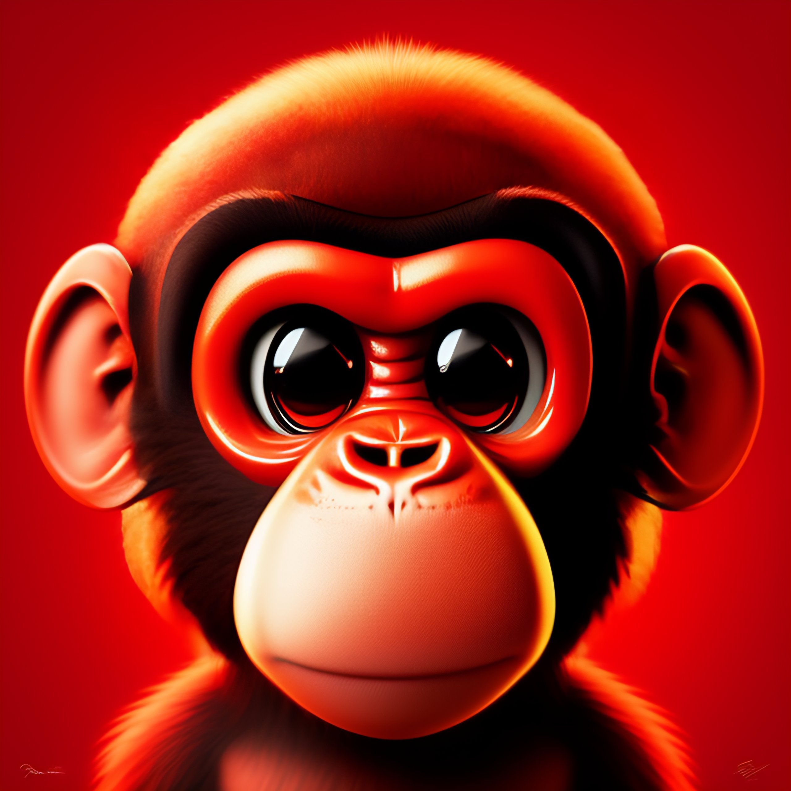 Lexica - Portrait pixar monkey red background digital art