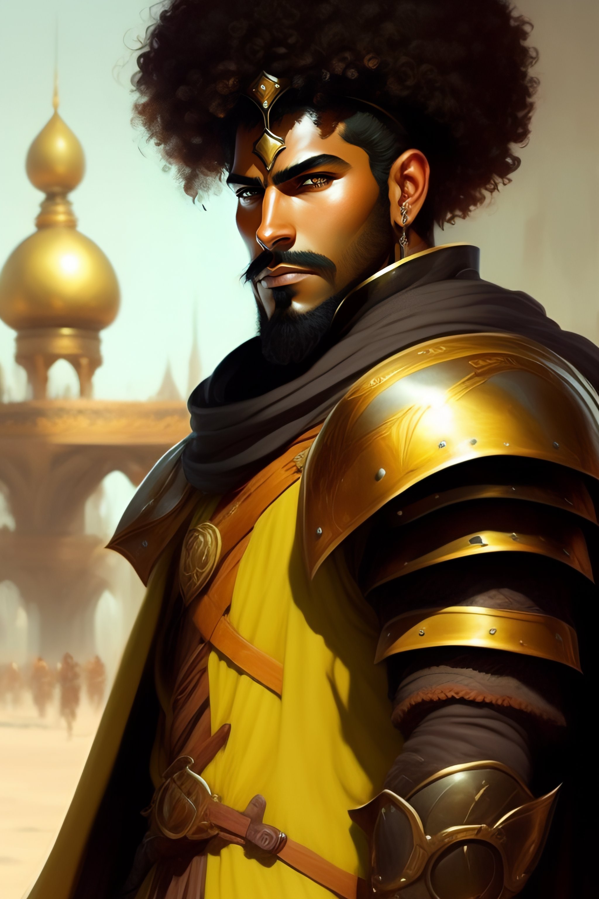 Lexica - An Arab man, brown skin, light beard, curly hair, swordsman ...