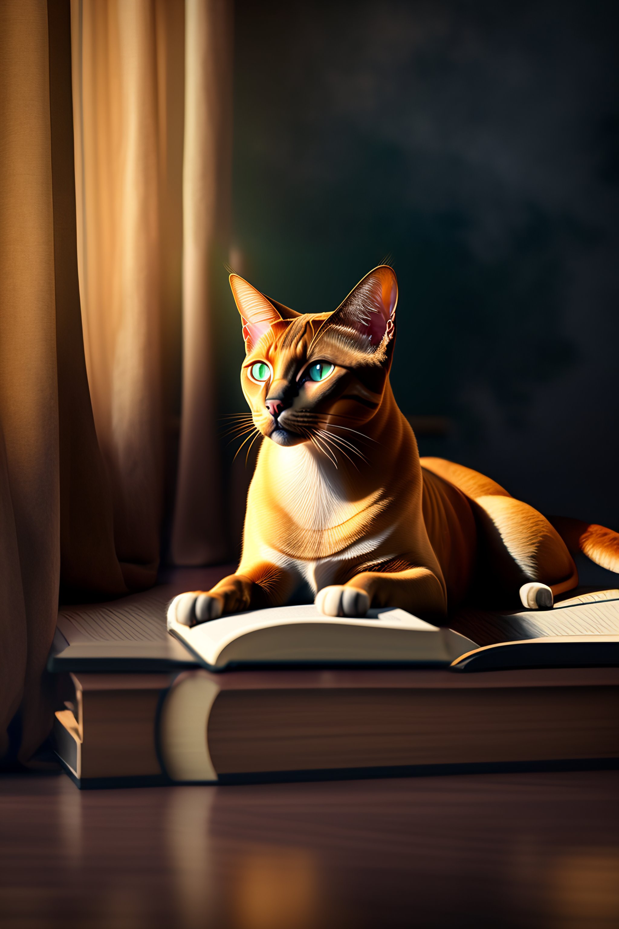 Lexica - A Siamese cat, tan with brown coloring, green eyes, ultra ...