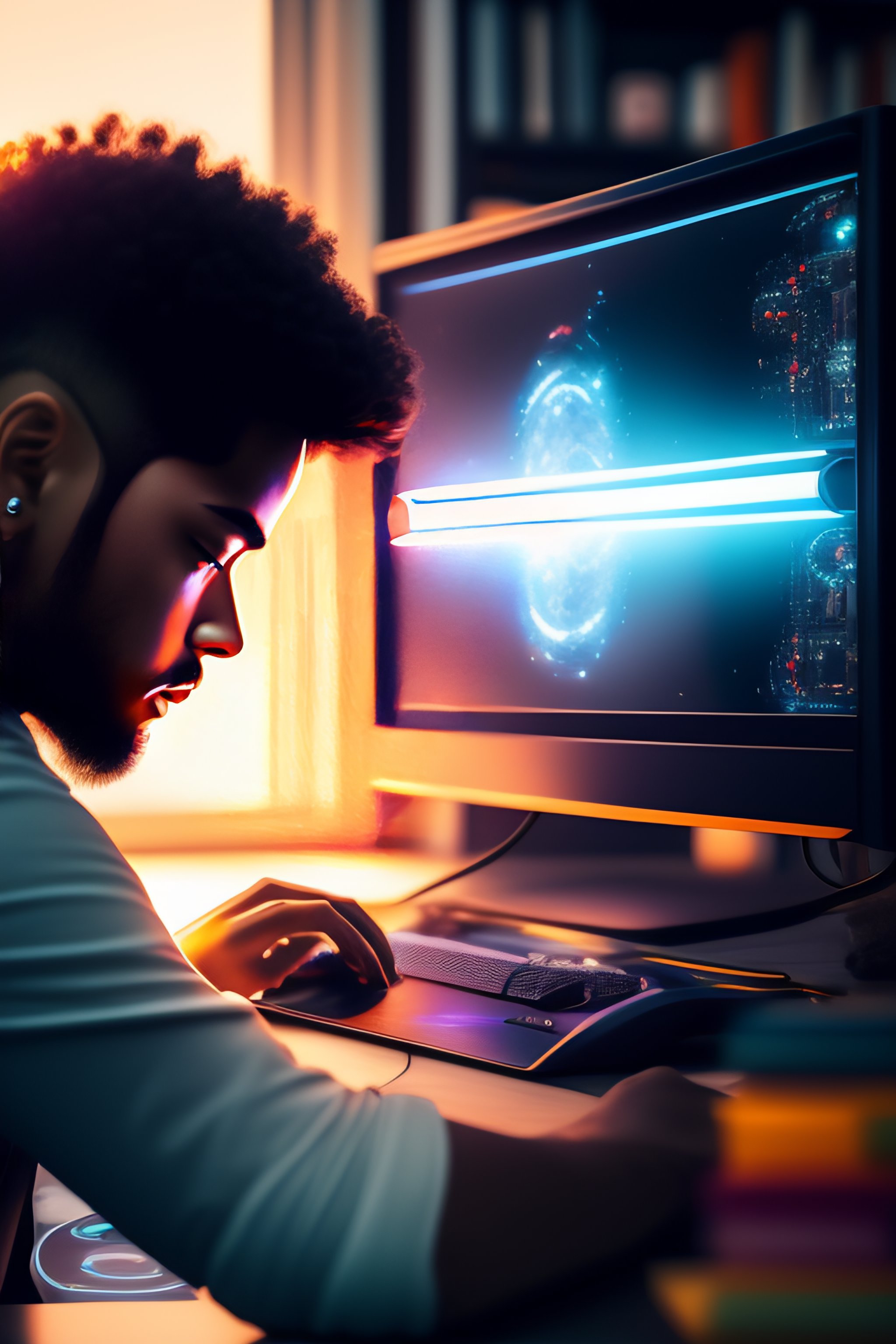 Lexica - Photography of a group of students working on their computers ...