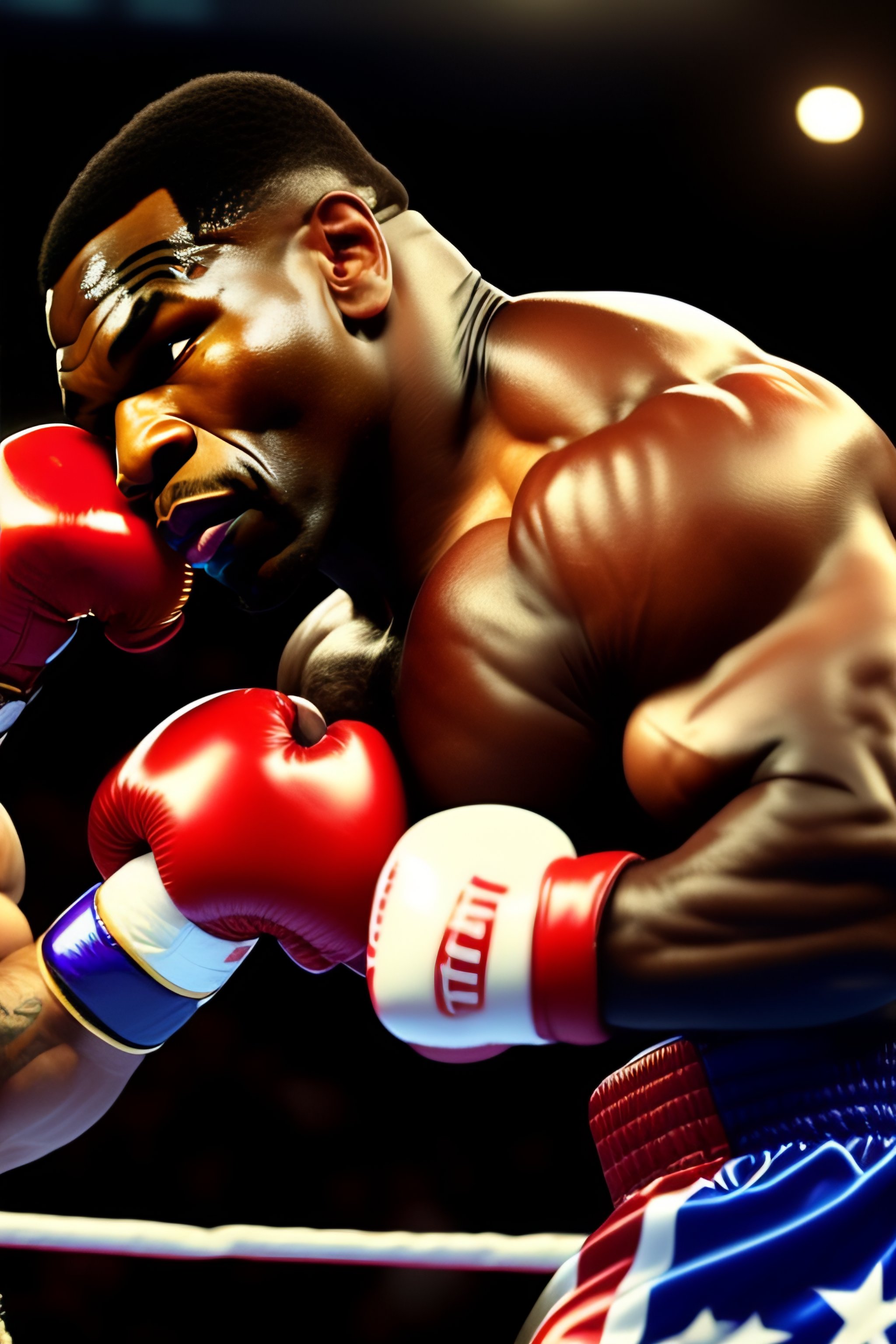 Lexica - Mike Tyson fighting against a bodybuilder