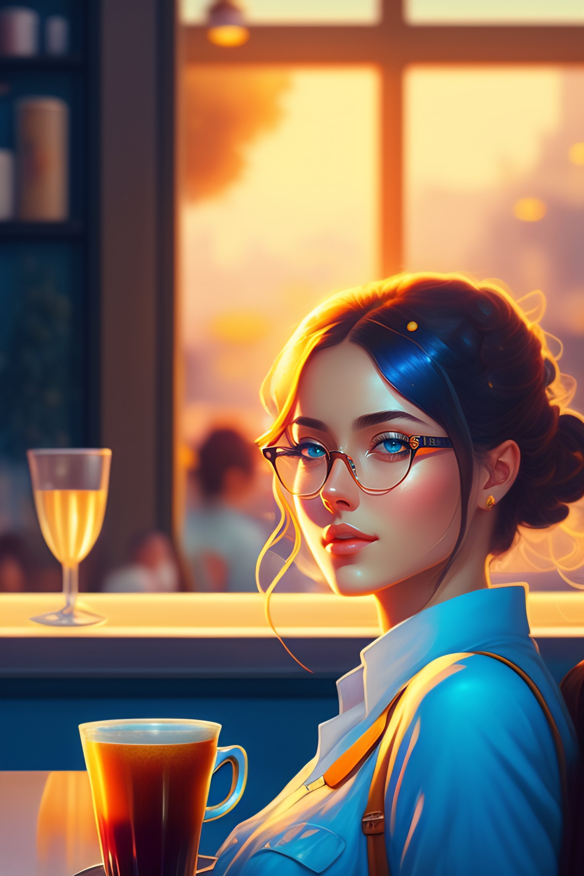 Lexica - Cute girl in blue dress A high definition woman Blonde yellow ...