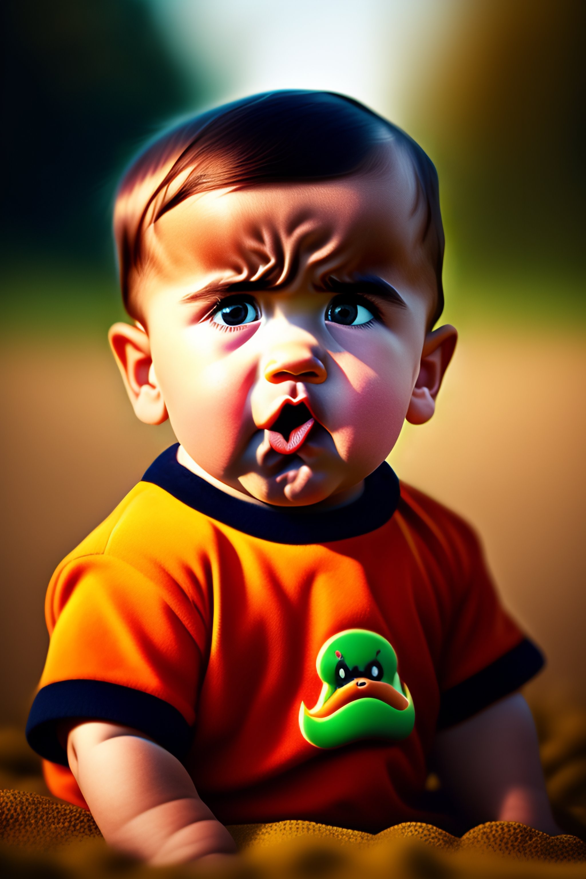 Lexica - Baby Hitler with a mustache, angry