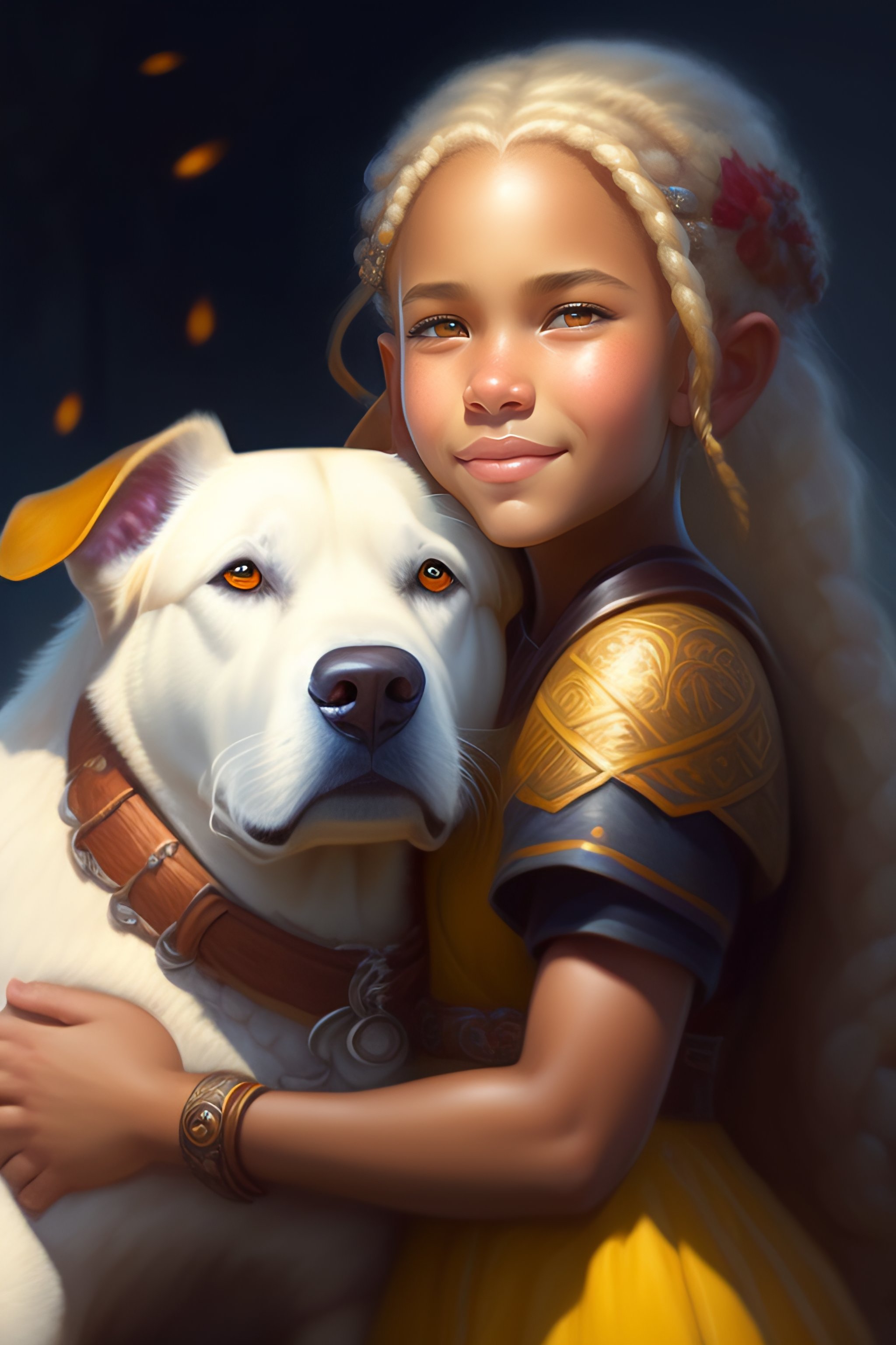 Lexica - A detailed portrait of a cute yellow skinned girl with two ...