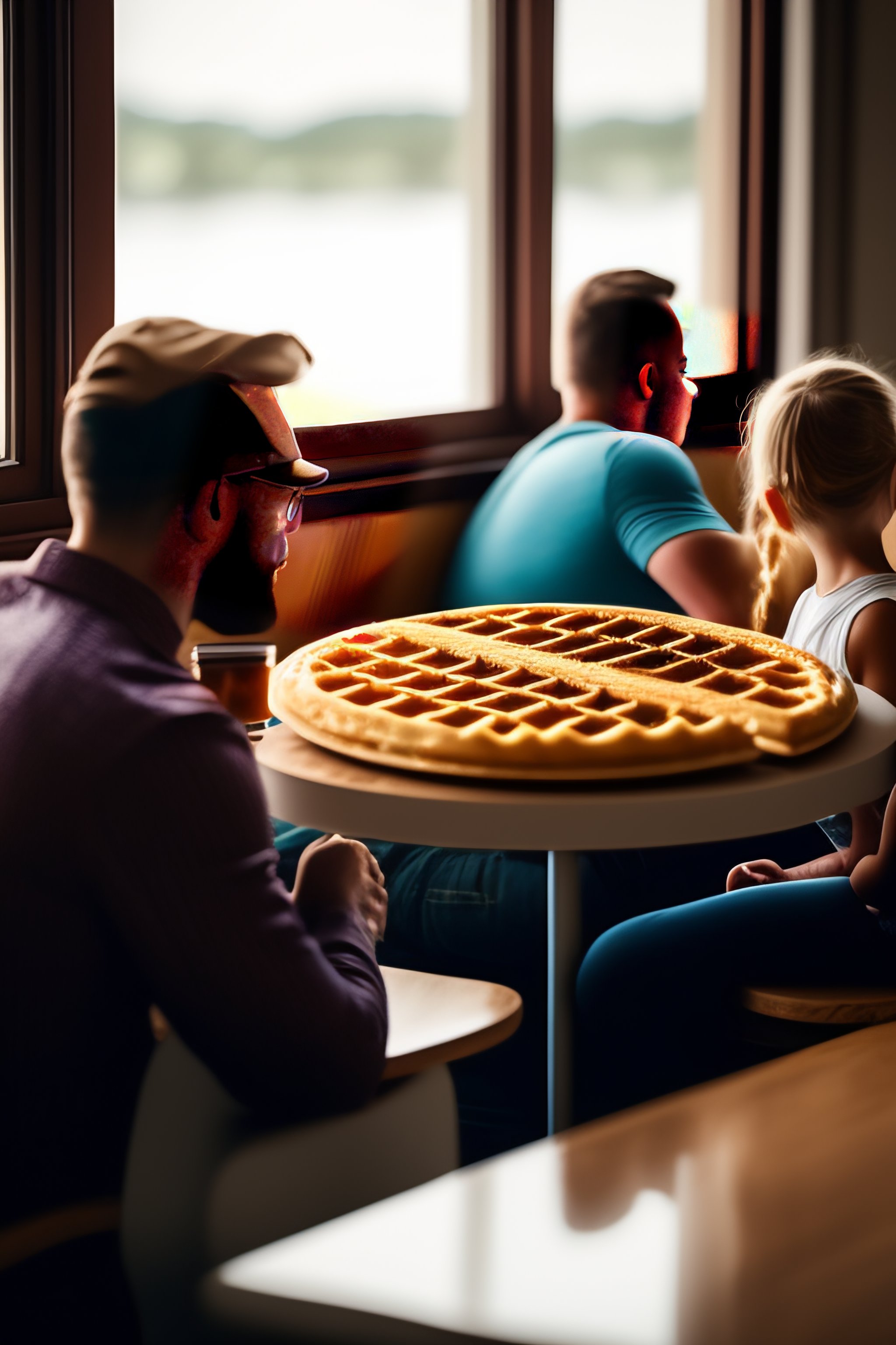 Lexica - People sitting in a row to eat waffle