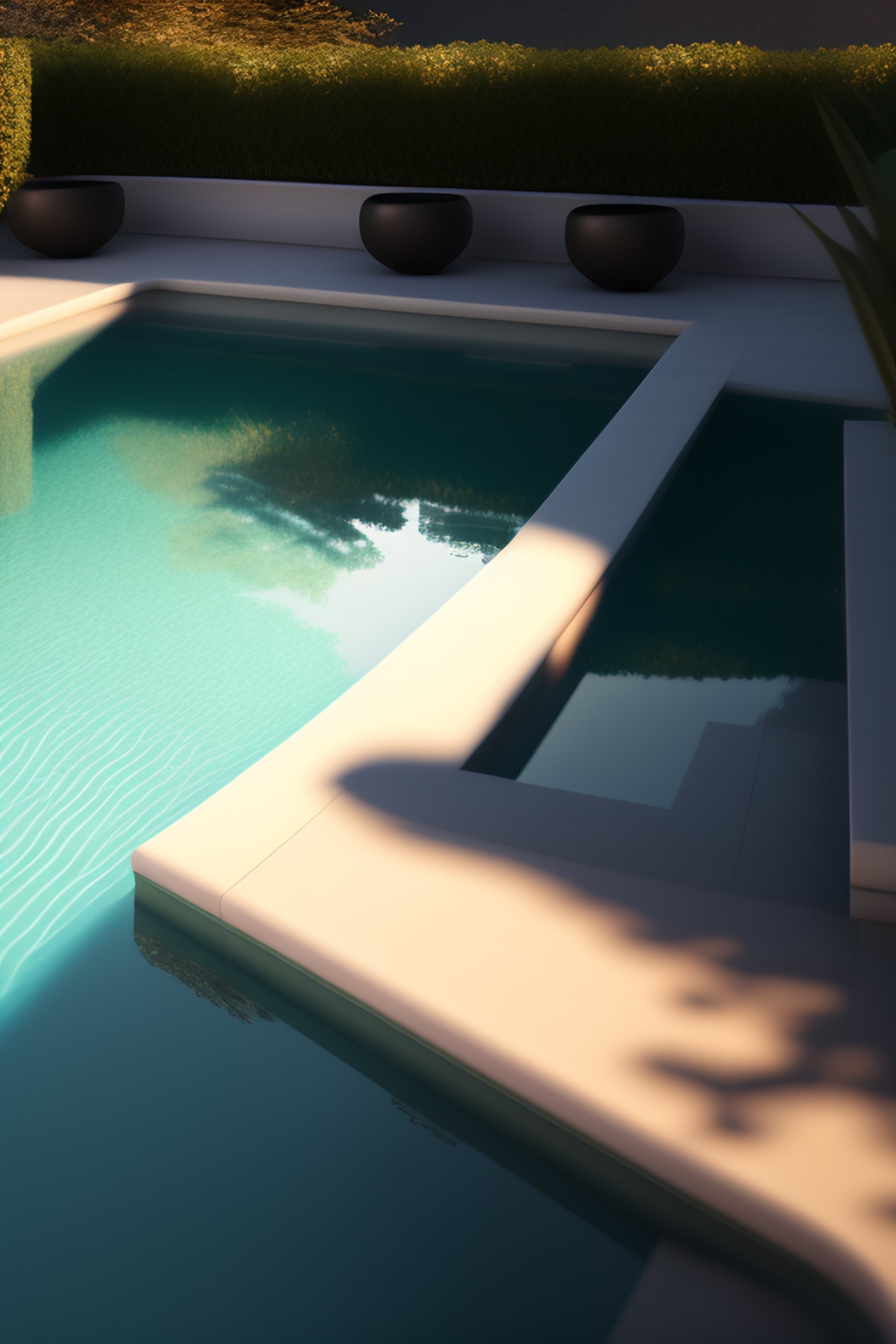 Lexica - Liminal pool, 3d render, soft light, cinematic, hyperrealistic