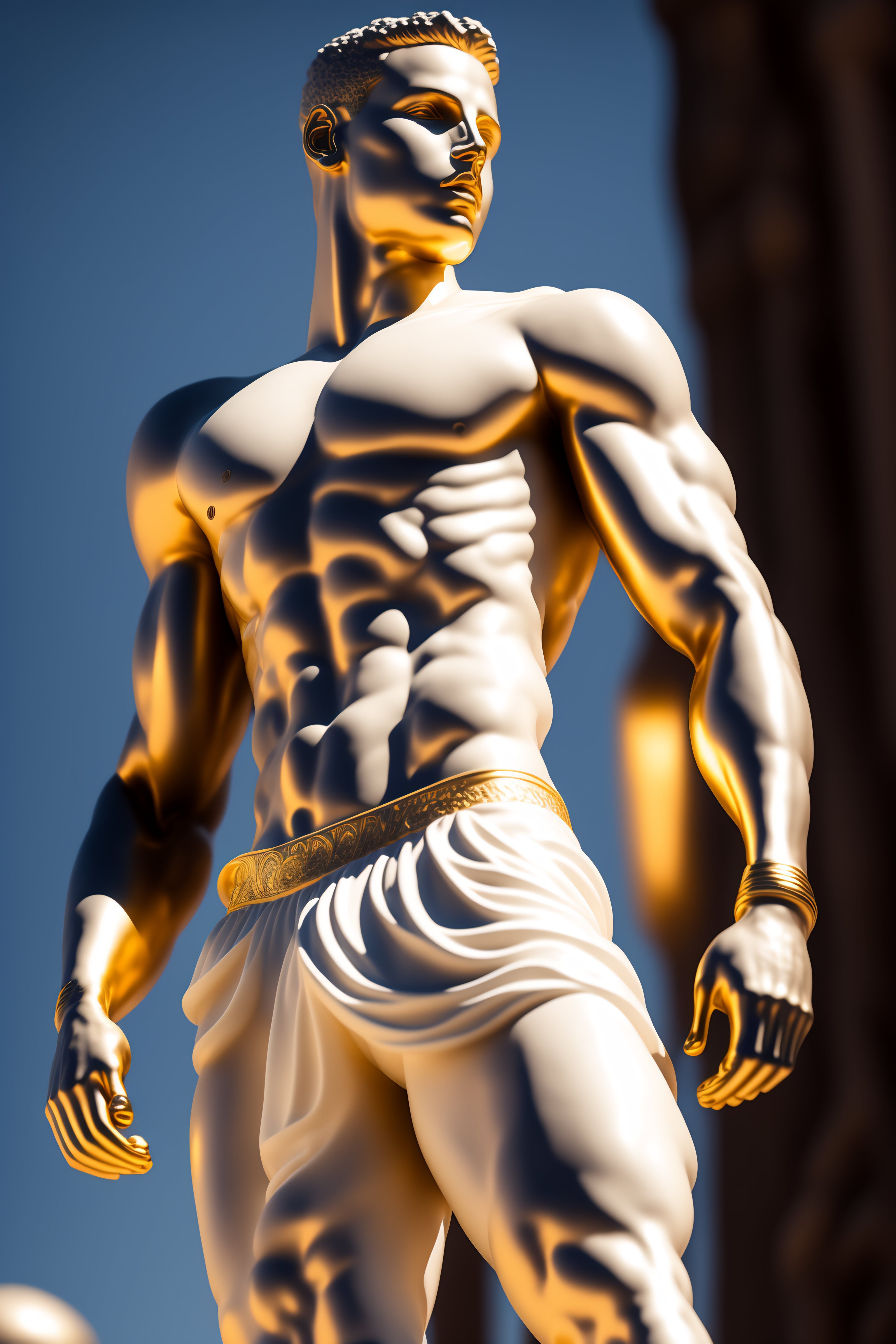 Lexica - A statue made of white marble with gold veins, of steph curry ...