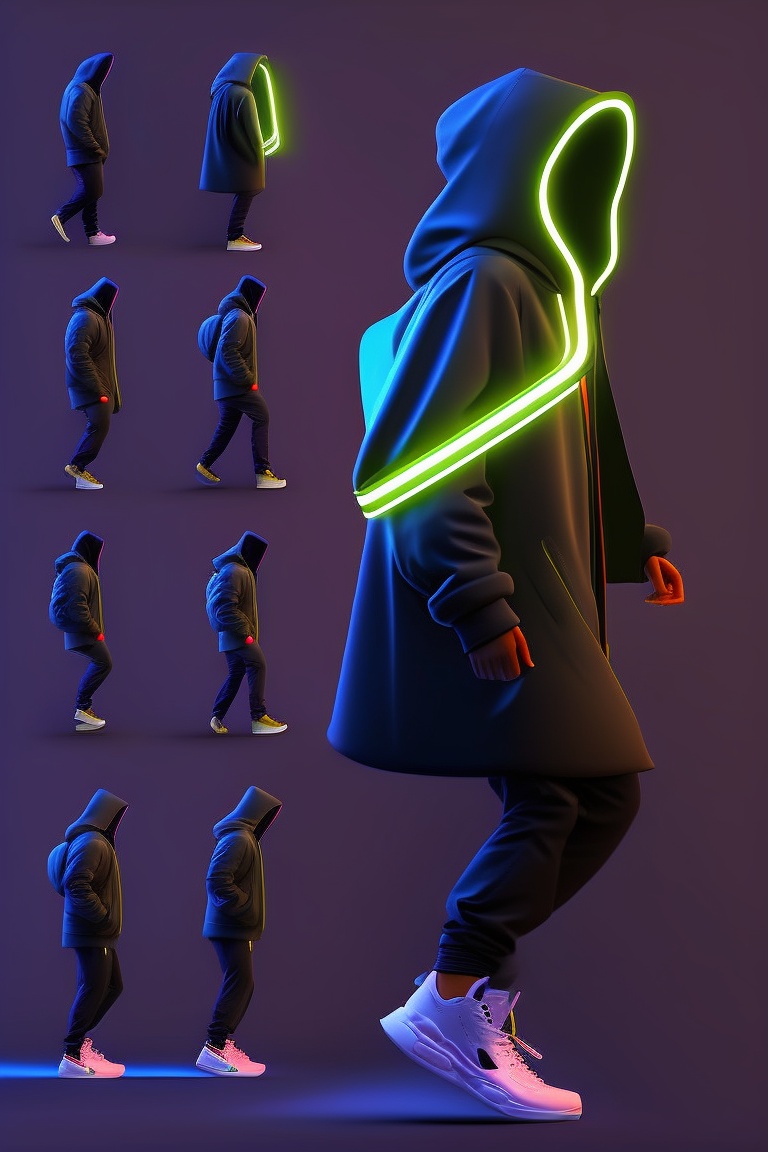 Lexica - Male character , faceless , , hooded , super detailed , neon ...