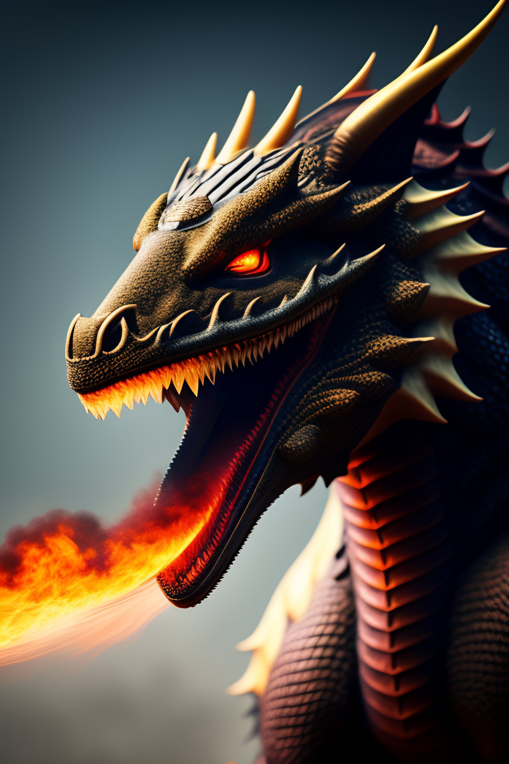 Lexica - A fierce dragon breathing fire.