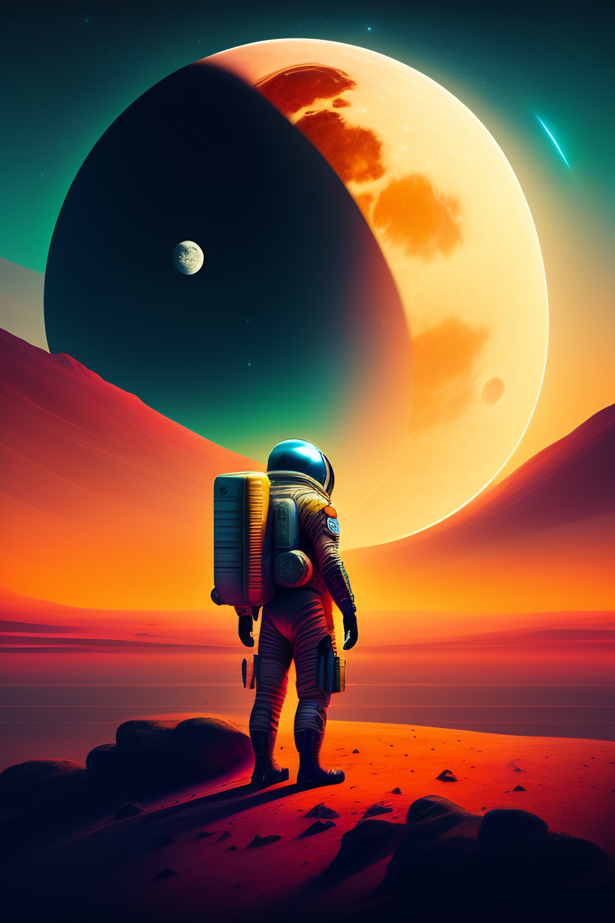 Lexica - Portrait a Lost astronaut in Jupiter, epic scene,displaying in ...