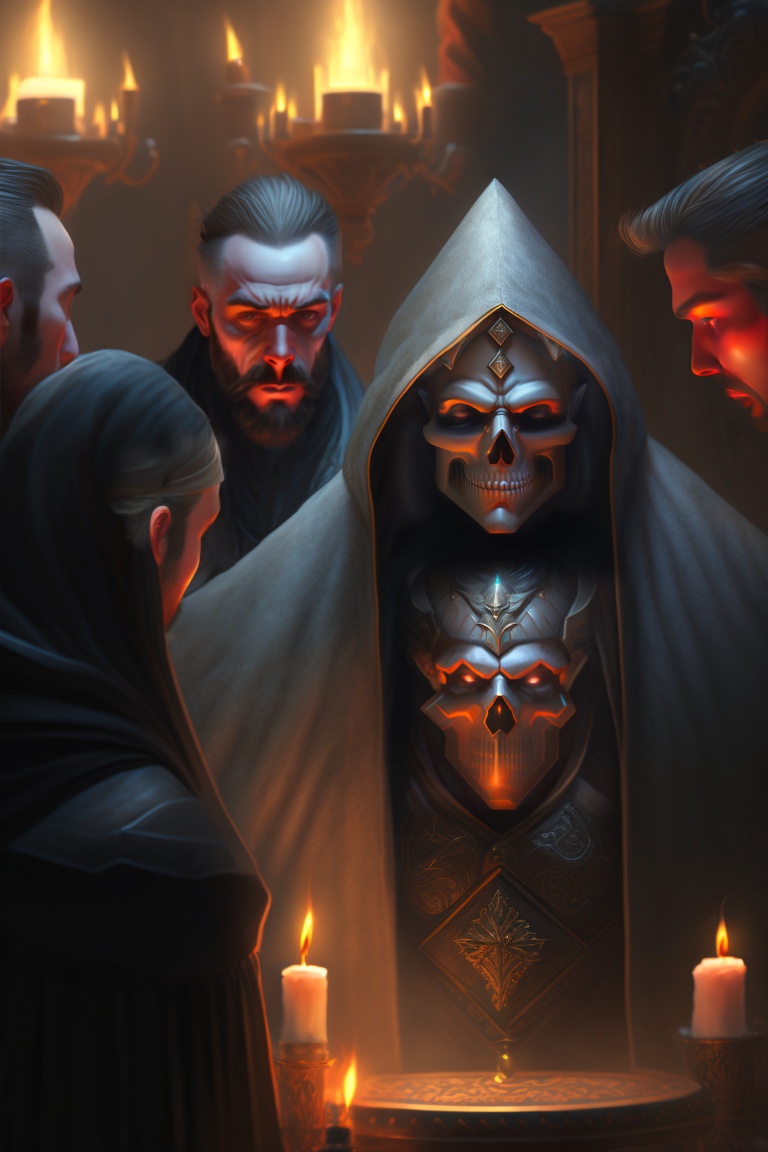 Lexica - A mob of Death cultists with a gray and dirty cloak worshiping ...