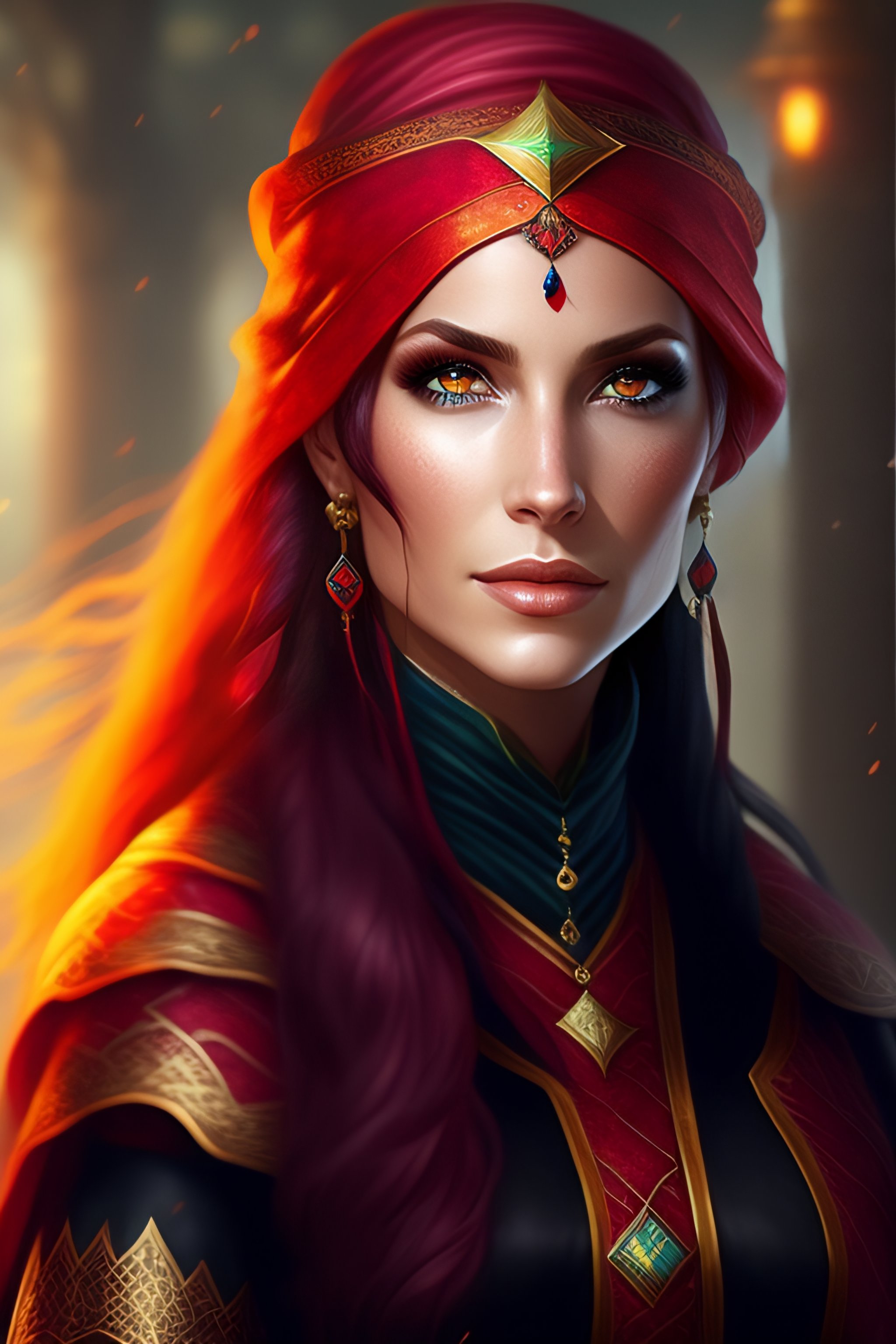 Lexica - Half elf female, 35 years old, eastern ancestry, colorful ...