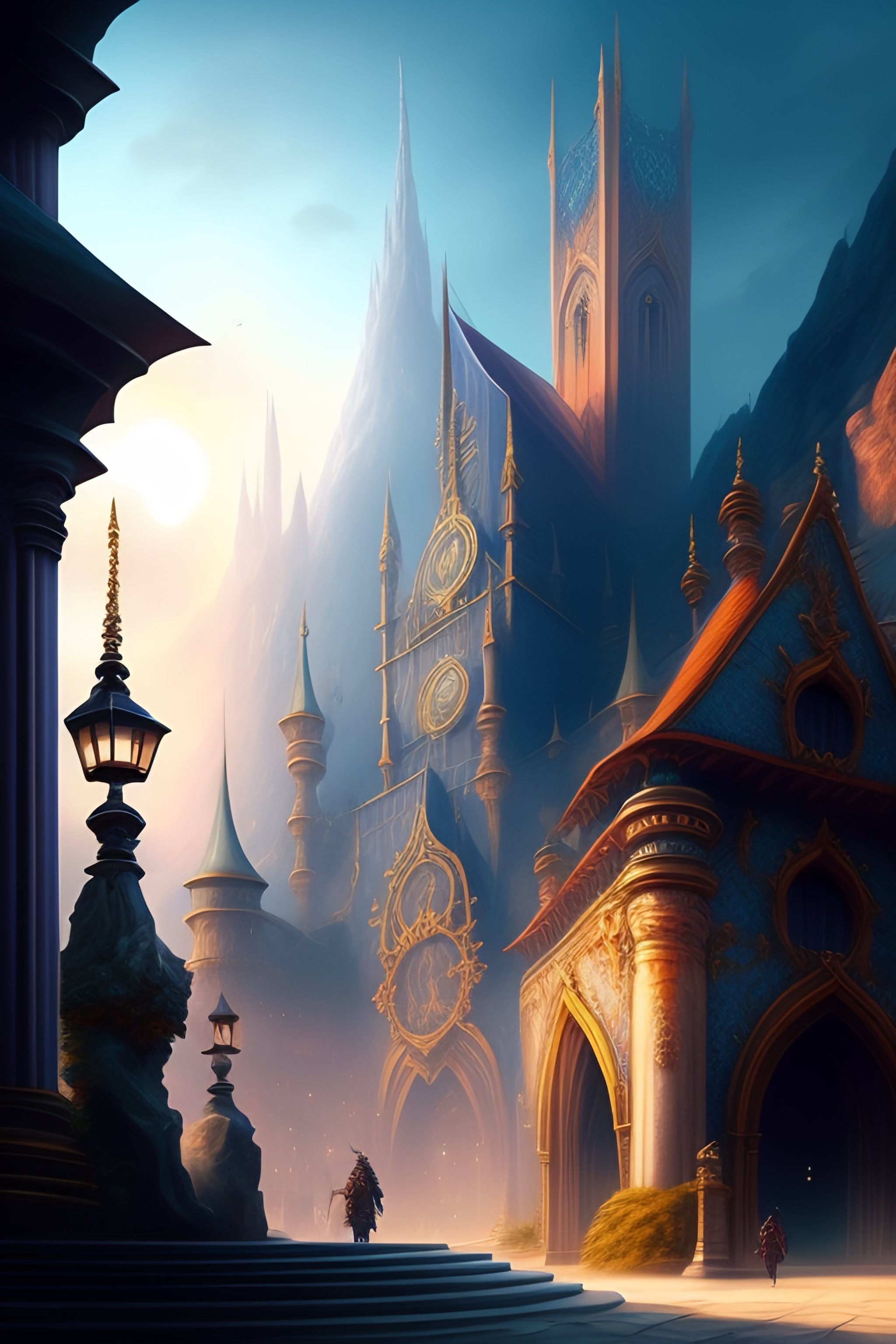 Lexica - Fantasy background, concept art, matte painting, city square ...