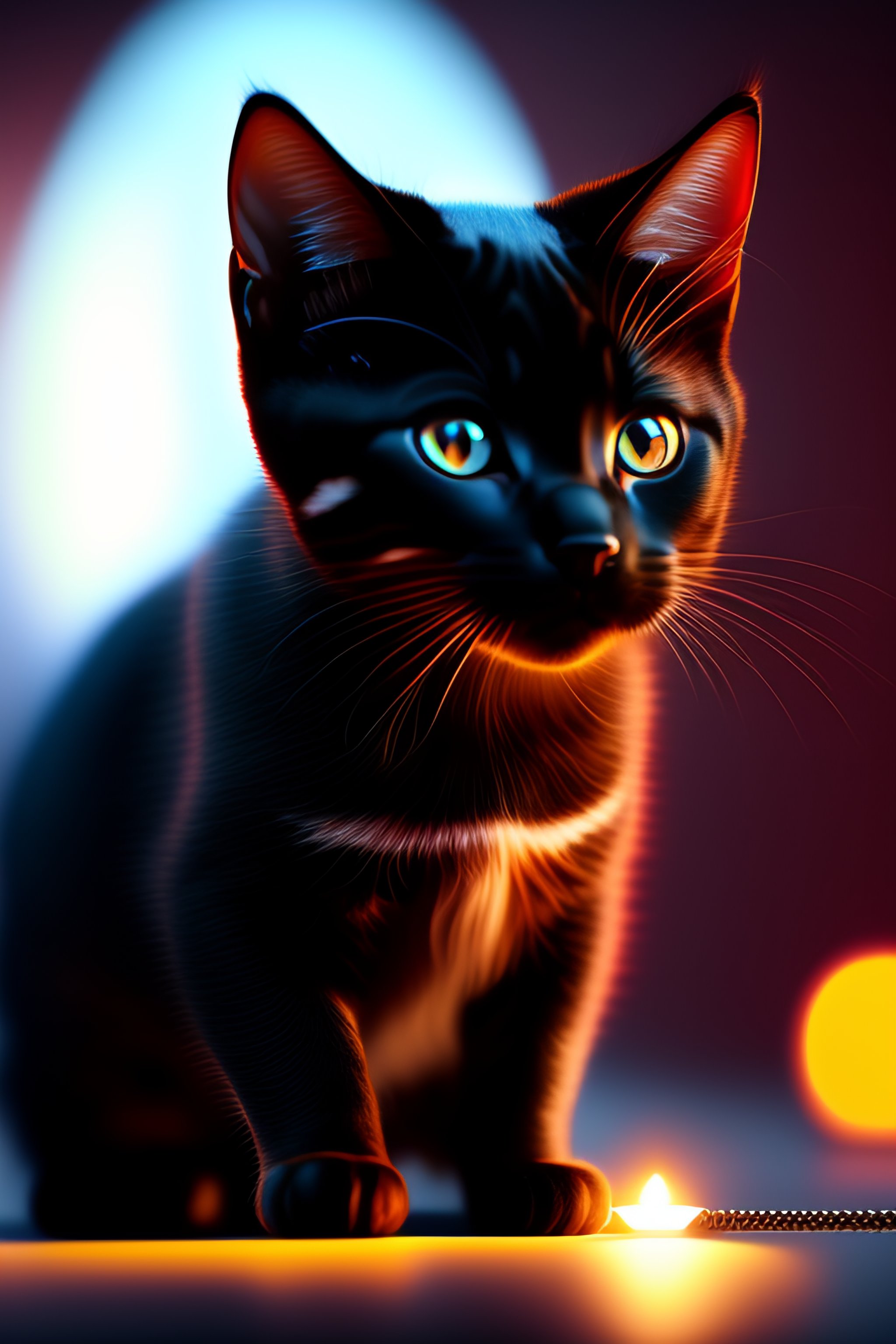 Lexica - Ultra-realistic portrait photo of a black murder kitten ...