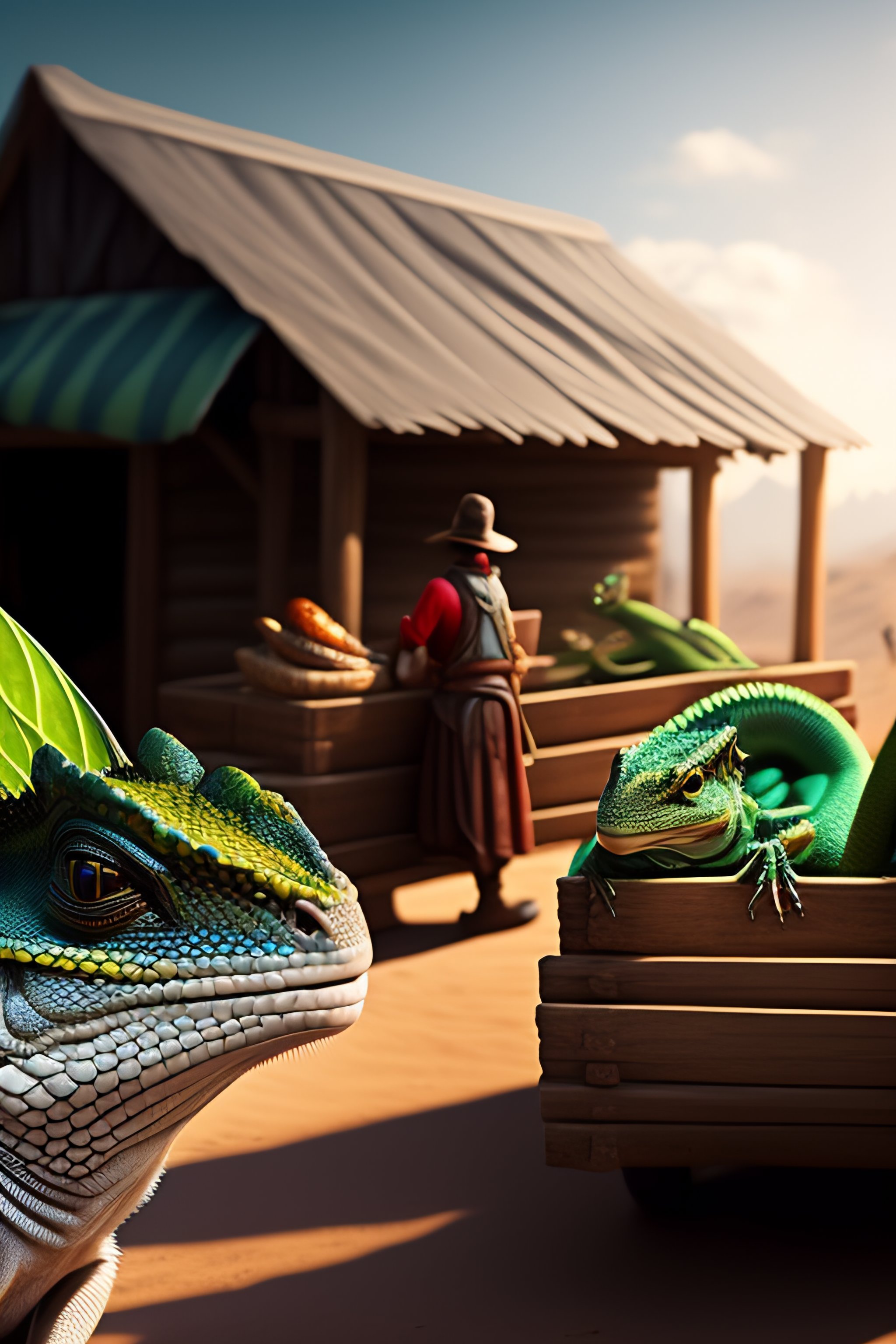 Lexica - Merchant with a wagon of full of lizards and snakes ...