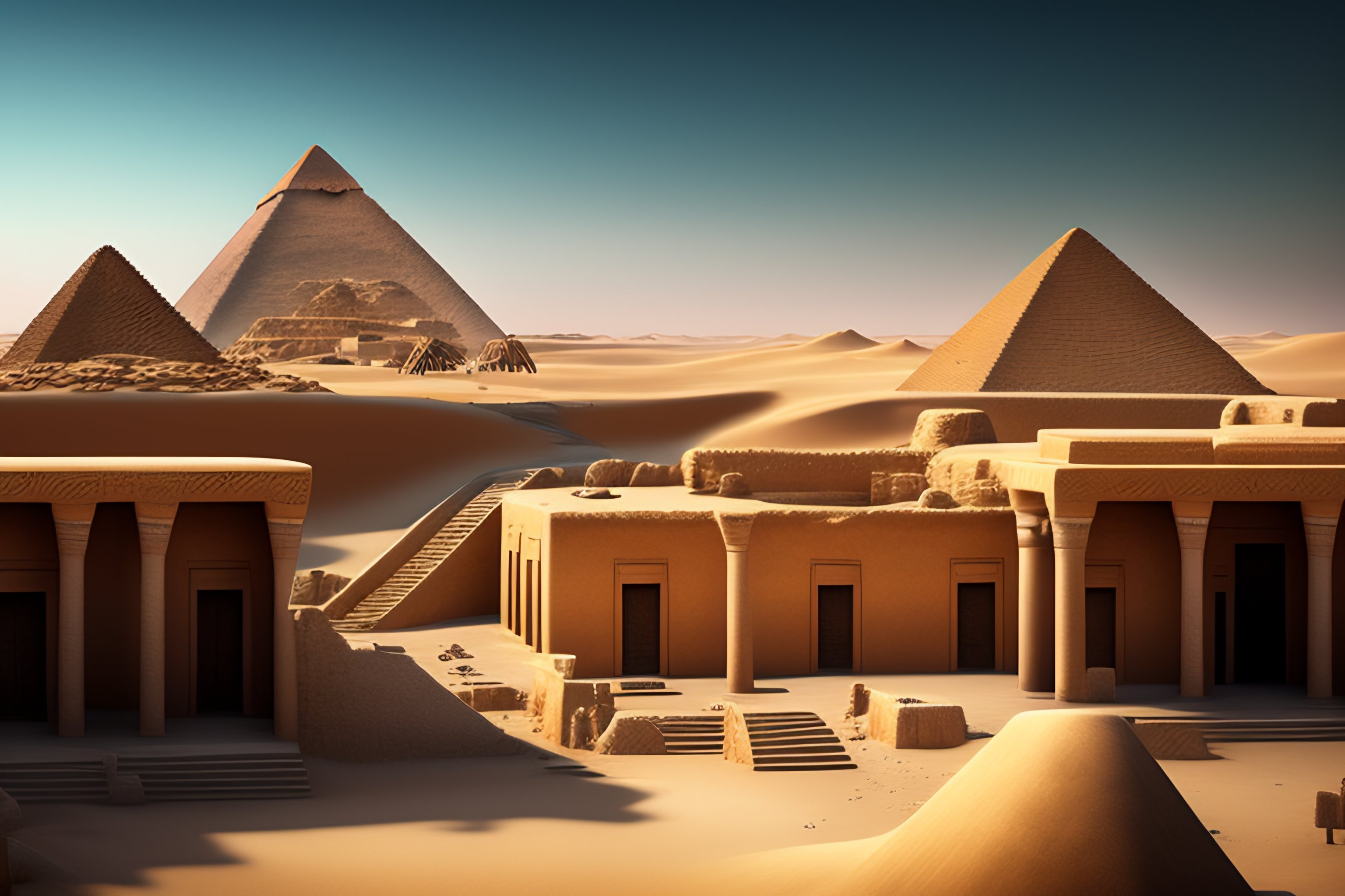 Lexica - Realistic landscape of ancient egyptian city at day