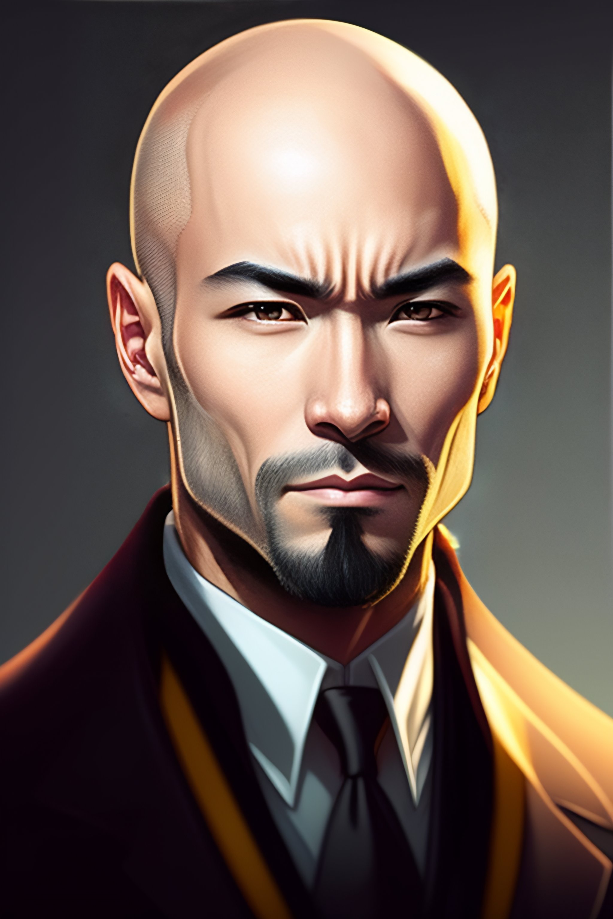 Lexica - Bald guy, no expression, no emotion, no background, anime ...
