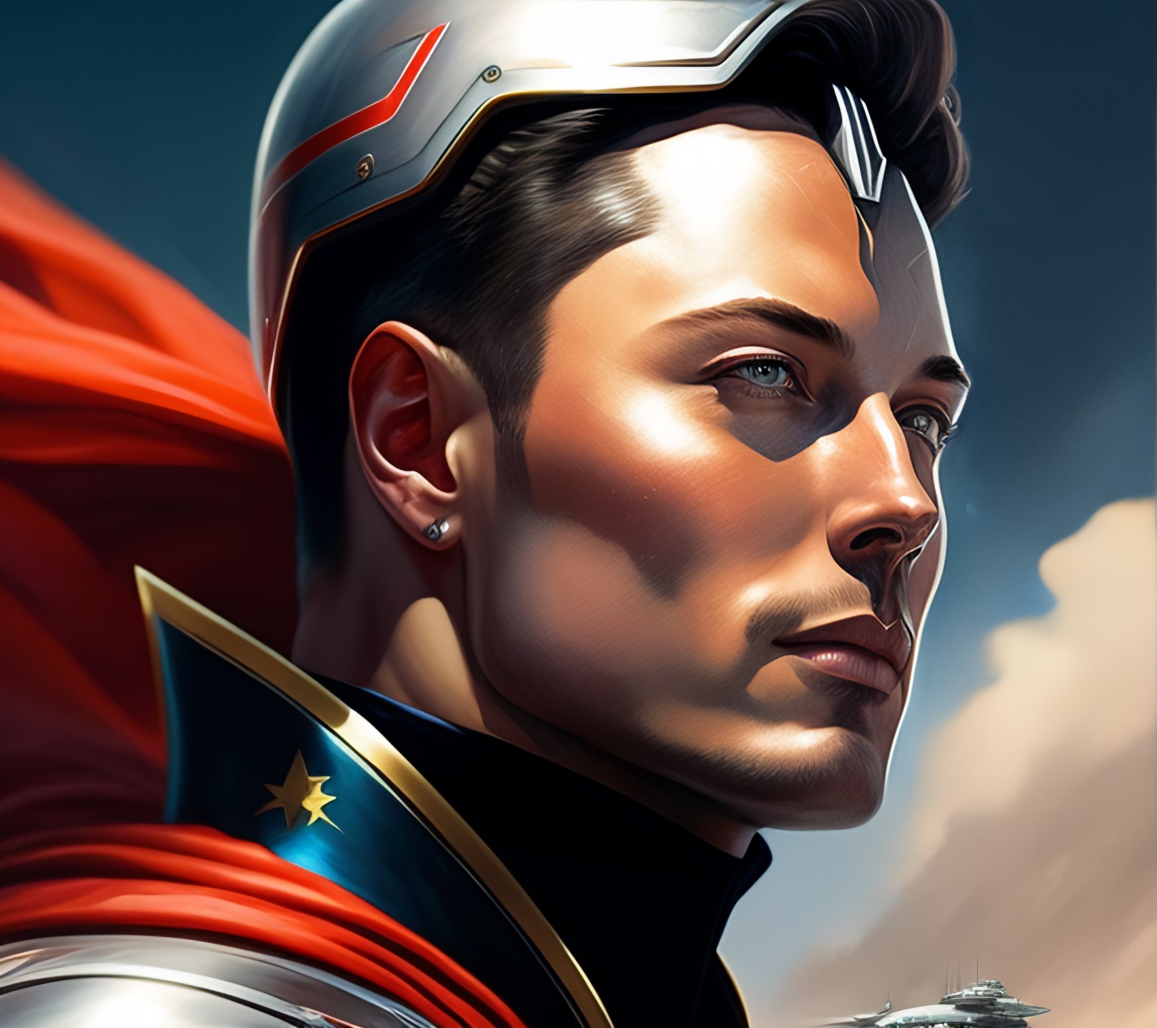 Lexica - Portrait of a elon musk superman, epic, tragic, military art ...