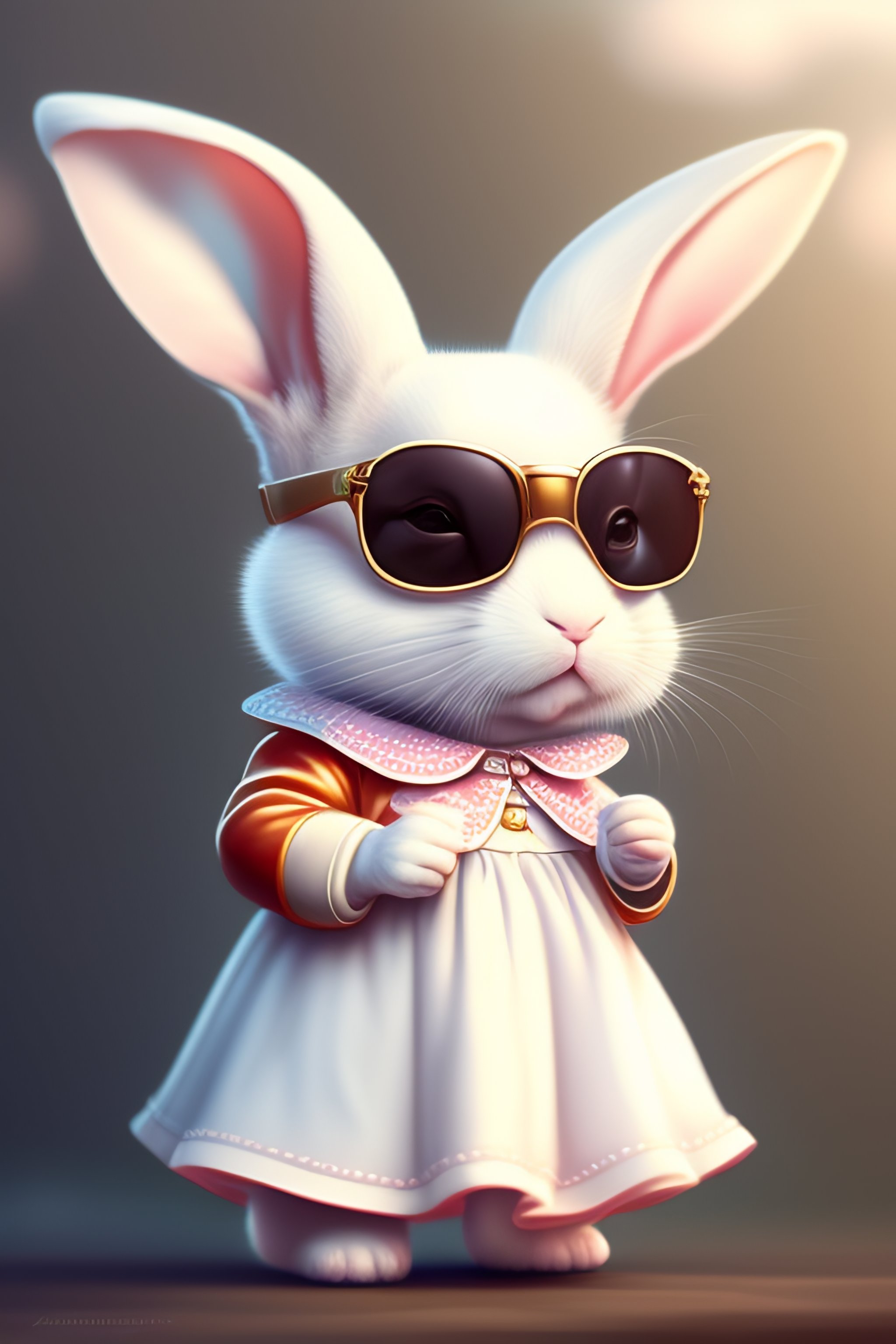 Lexica - Full-bodied portrait, cute and adorable cartoon white rabbit ...