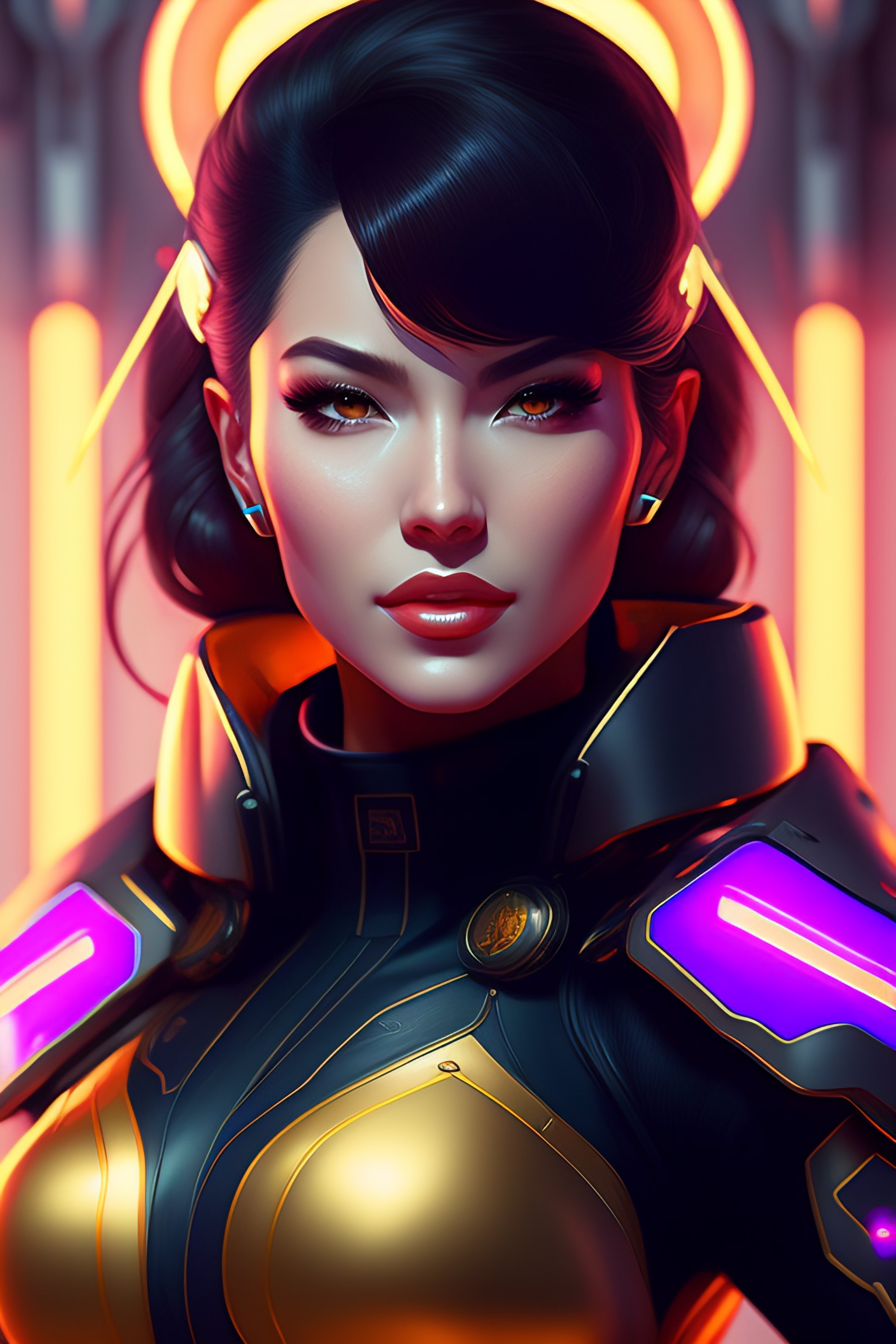 Lexica - Symmetry portrait of dva from overwatch, closeup, sci - fi ...