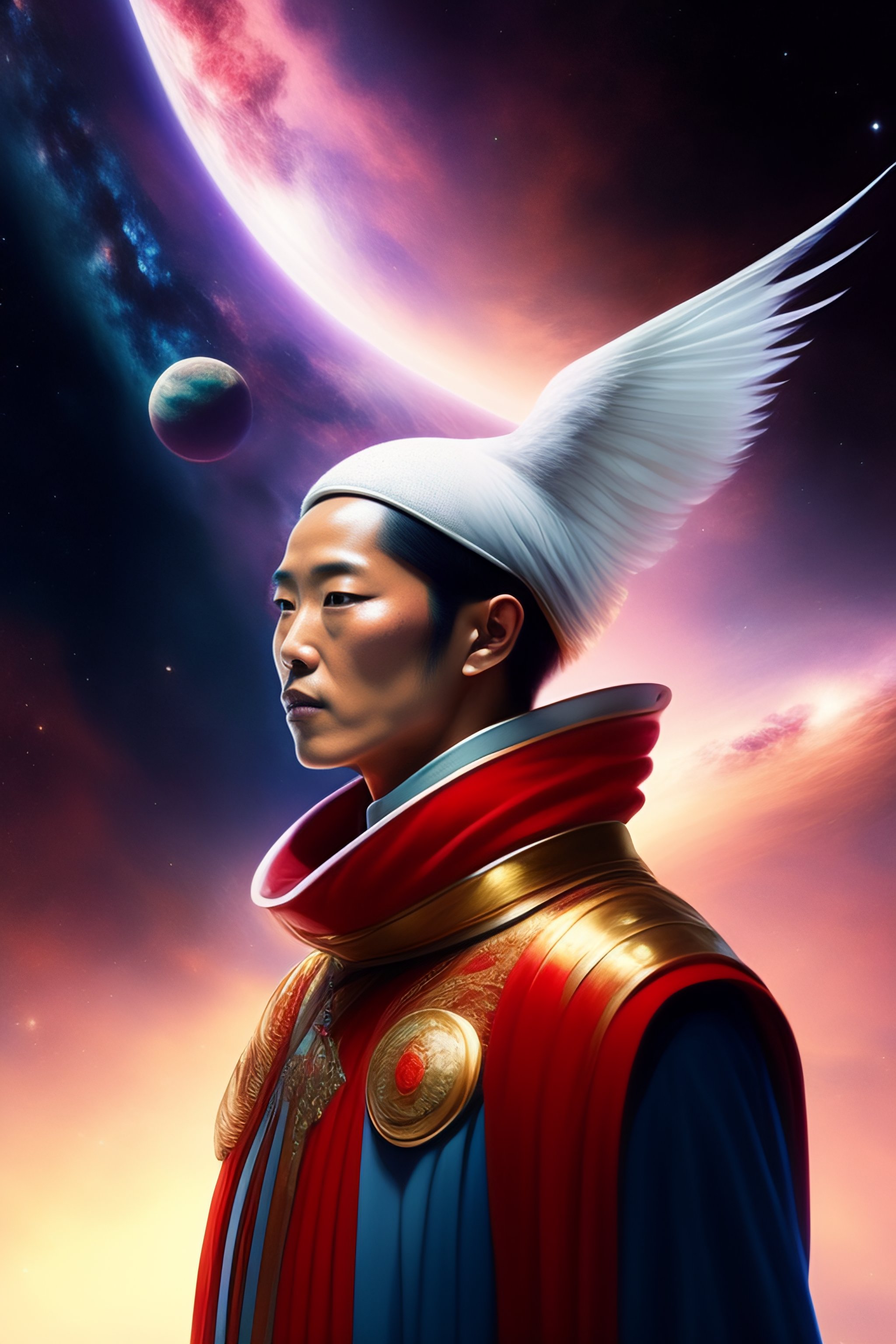 Lexica - A bird priest made of flesh and bone in space