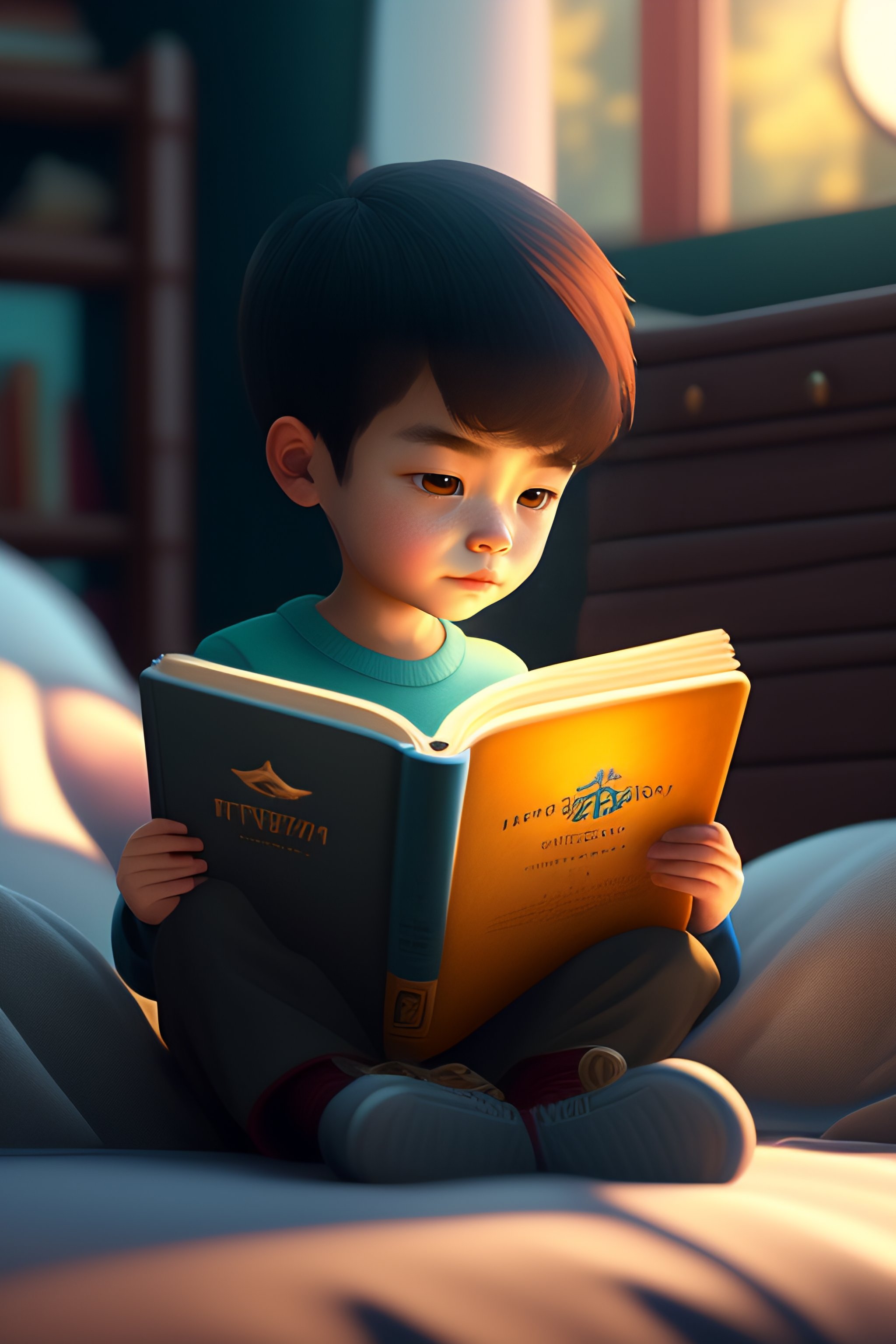 Lexica - Kid reading a book ,unreal engine, bedroom, artstation ...