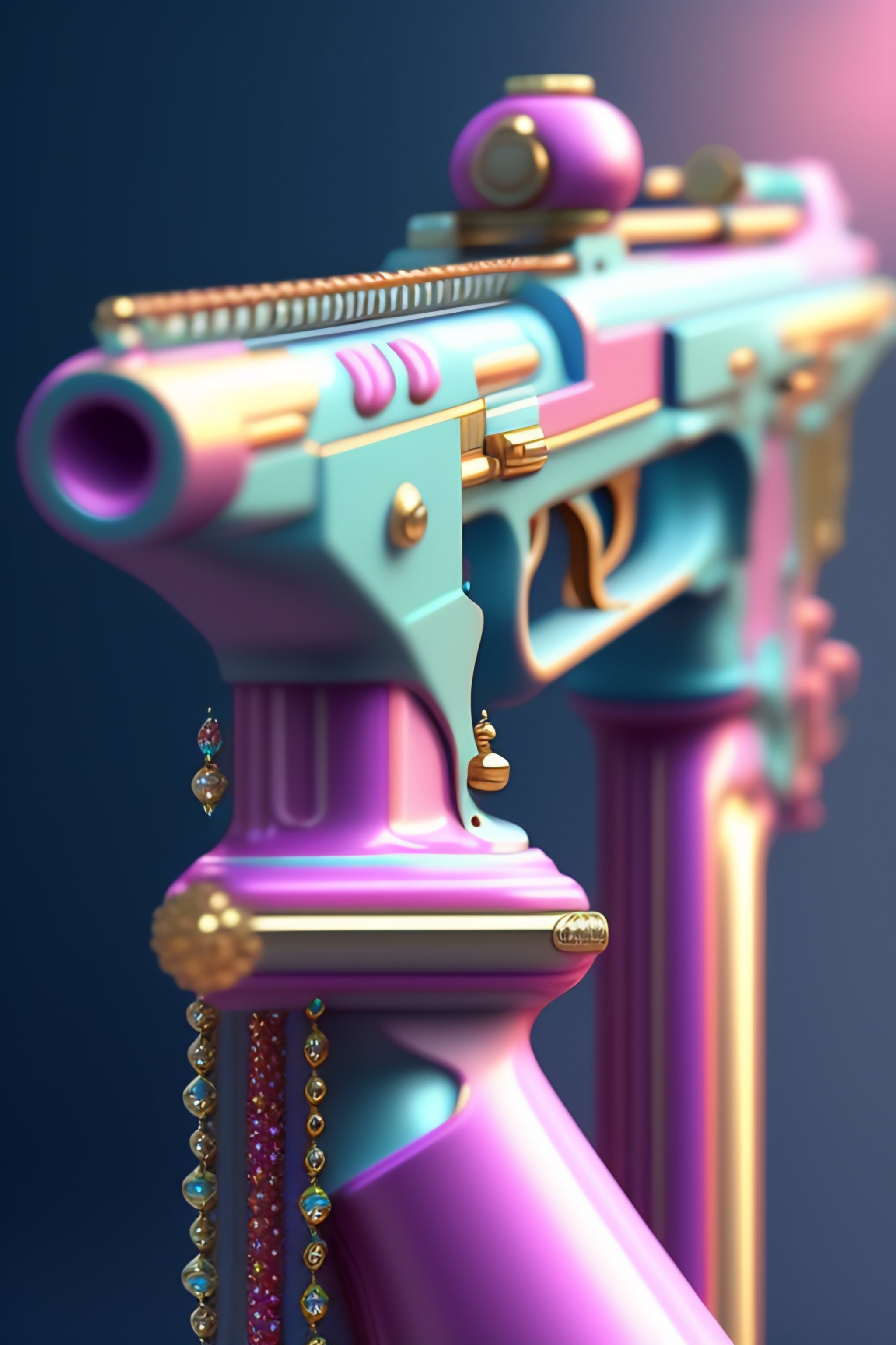 Lexica - Cute pastel rifle design with frills and beads