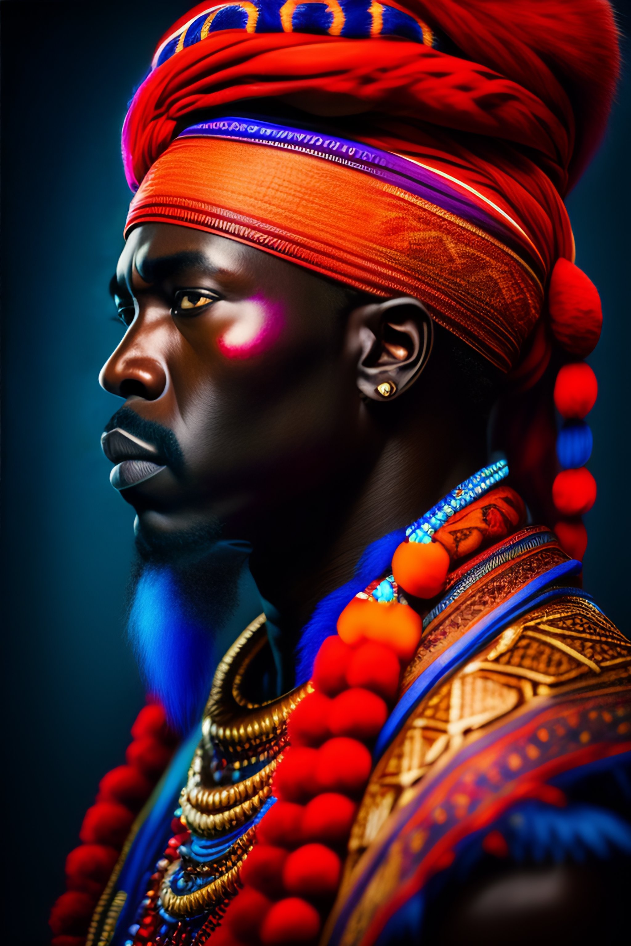 Lexica - Portrait photo of a AFRICAN old warrior chief, tribal panther ...