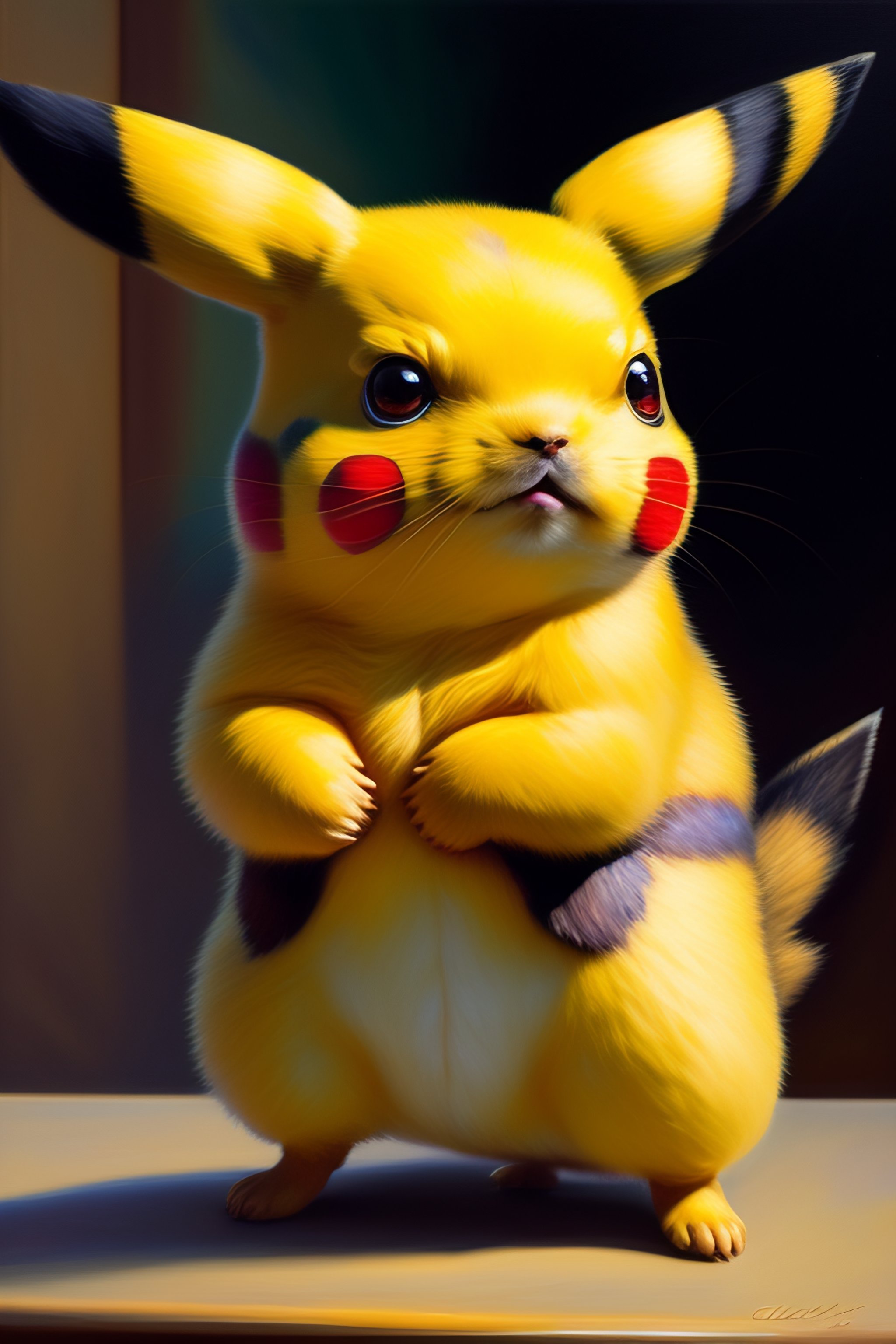 Lexica - Pikachu, Painting, impressionism, oil on canvas, centralized ...